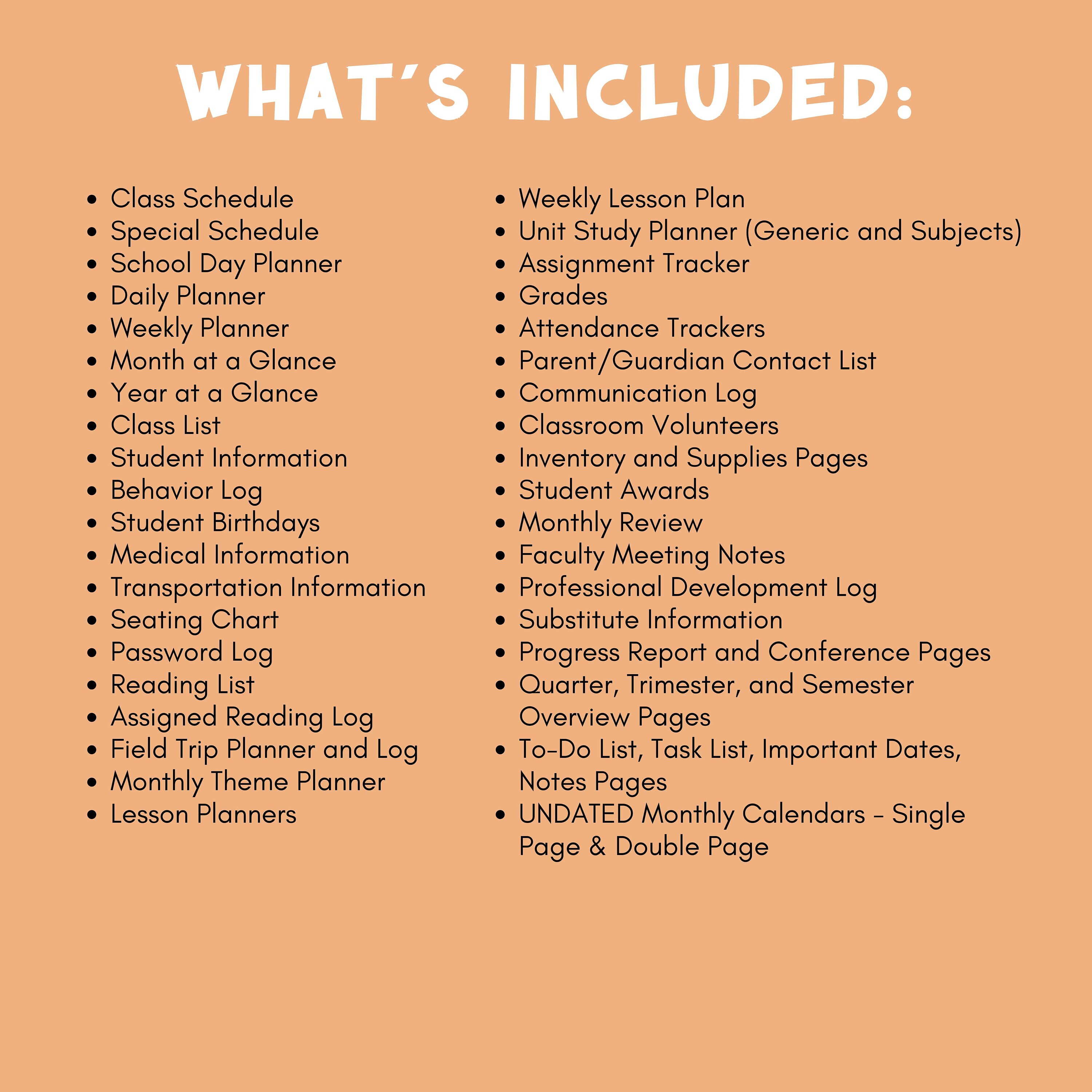 Teacher Planner Printable - Colorful Academic Binder With Lesson ...