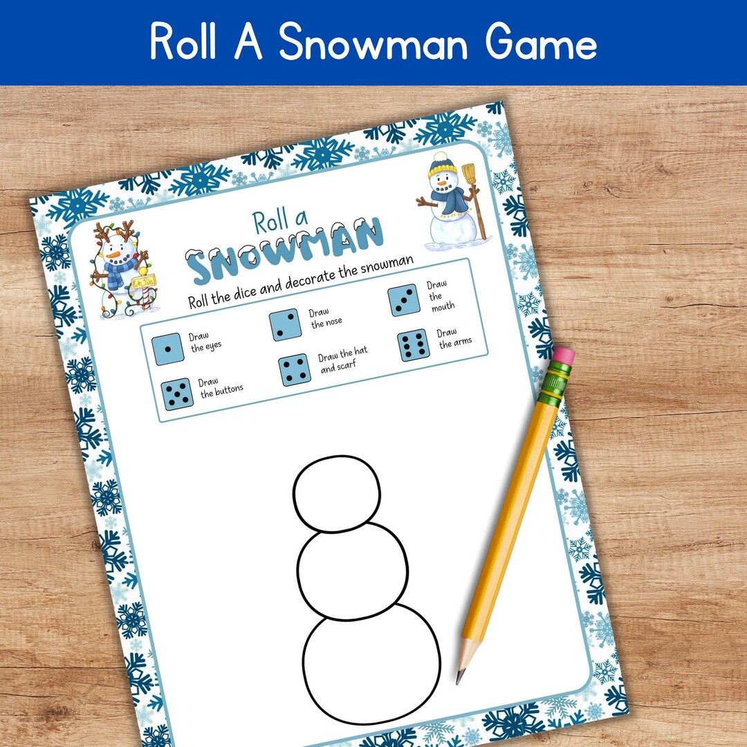 Roll a Snowman Game Printable Kids Winter Holiday Christmas Dice Game ...