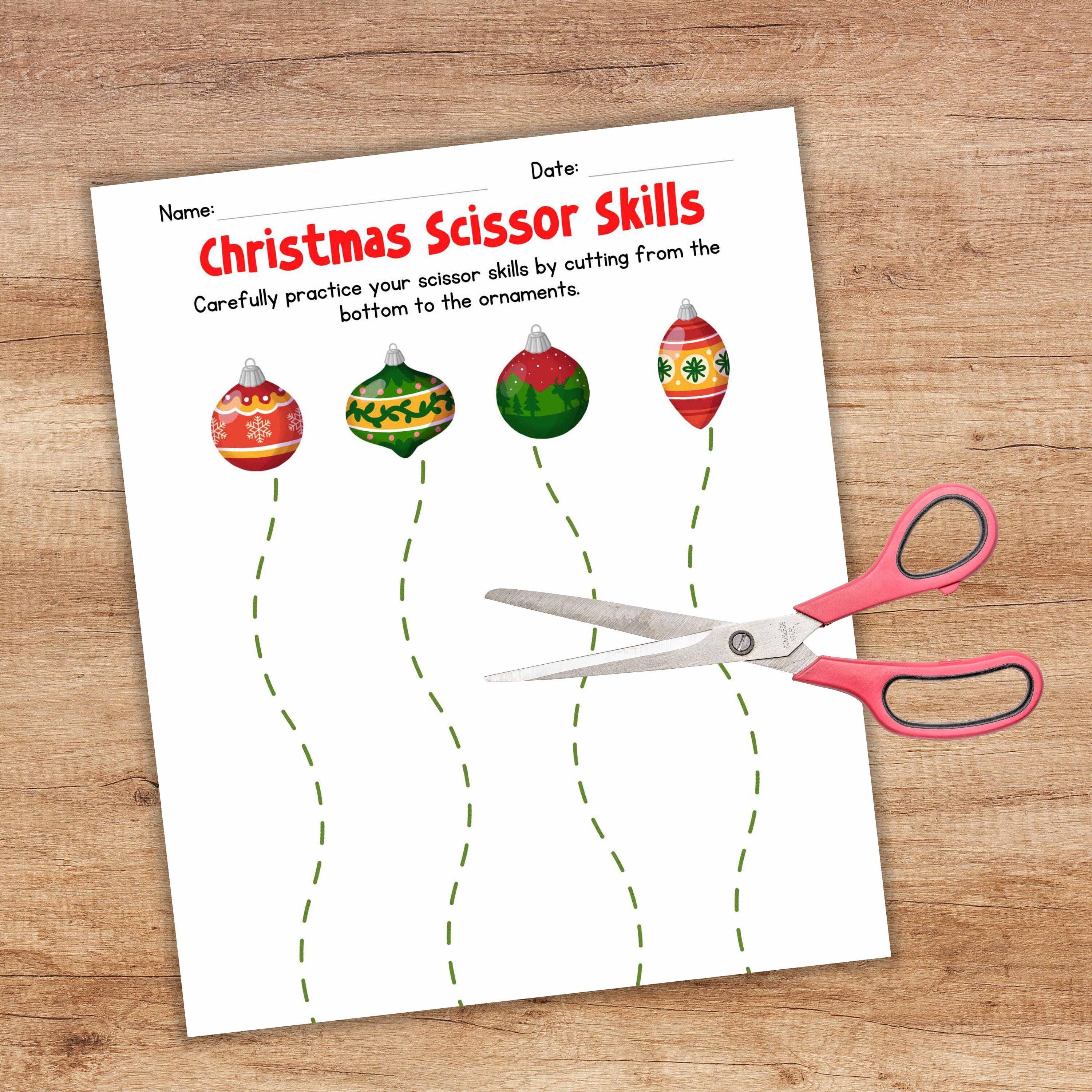 Christmas Scissor Skills Worksheets - Preschool Pre-k Kindergarten ...