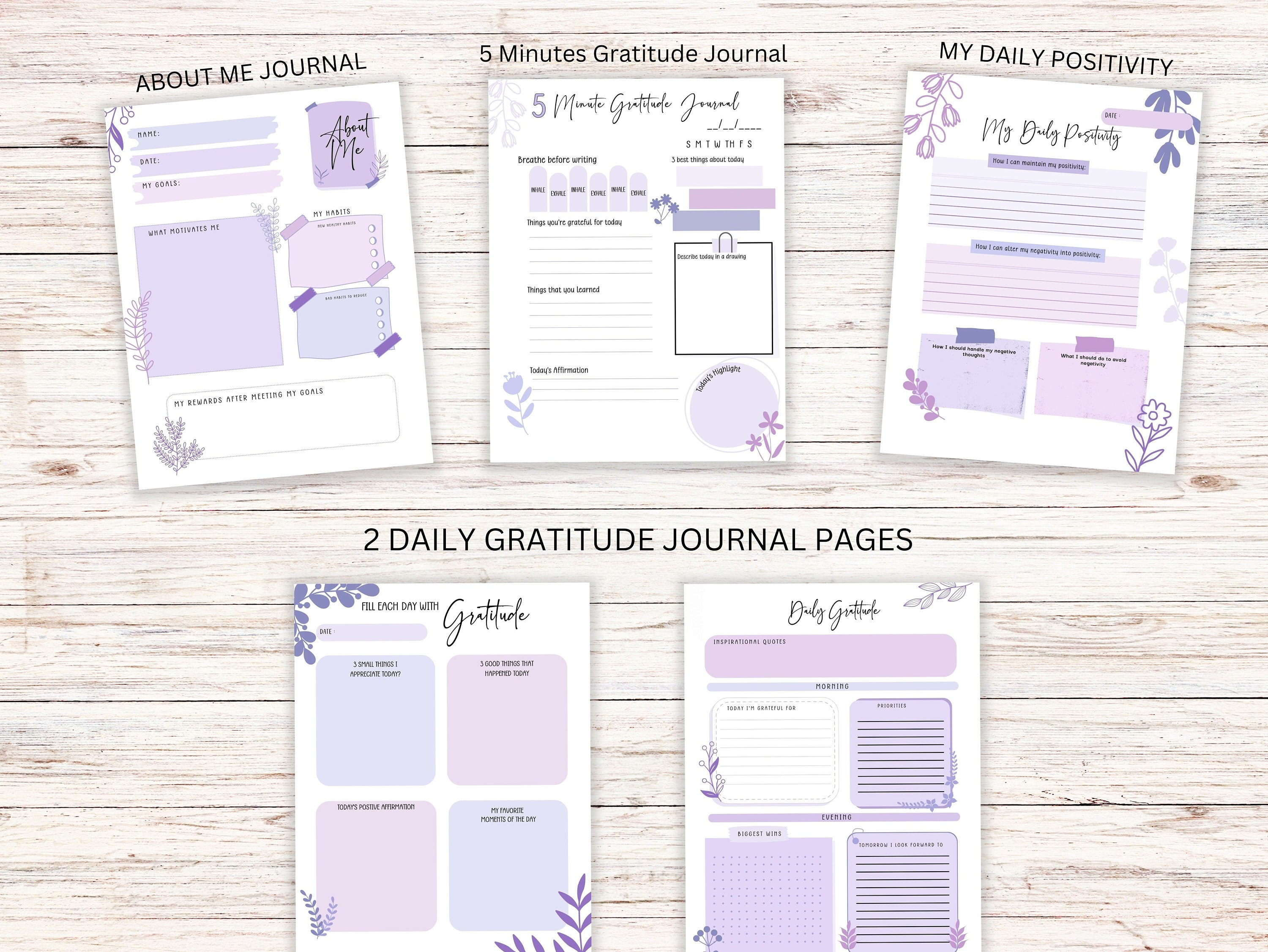 Gratitude Journal Printable - Daily Mindfulness Journal - Self Care ...