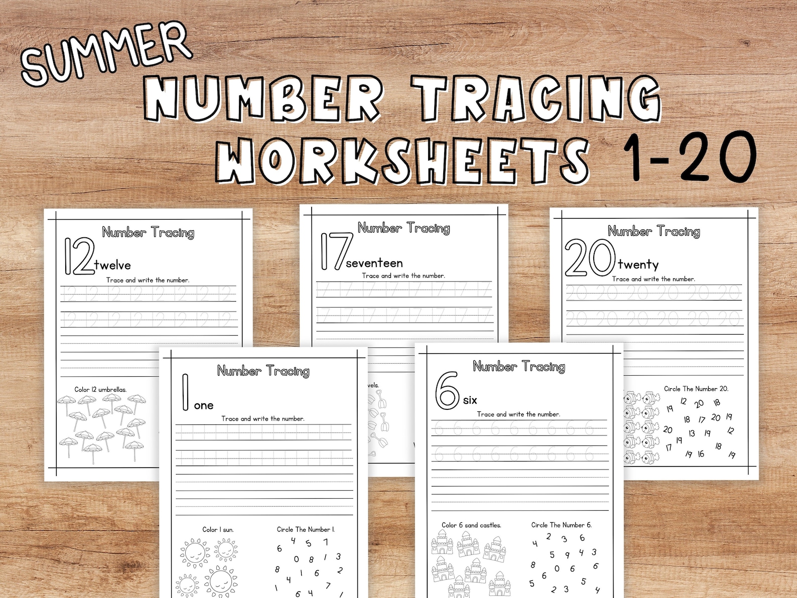 Number Recognition Worksheets 1 to 20 - Counting & Tracing for ...