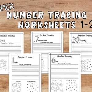 Number Recognition Worksheets 1 to 20 - Counting & Tracing for ...