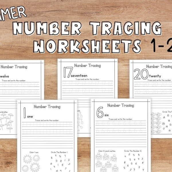Number Worksheets 1 20 - Etsy