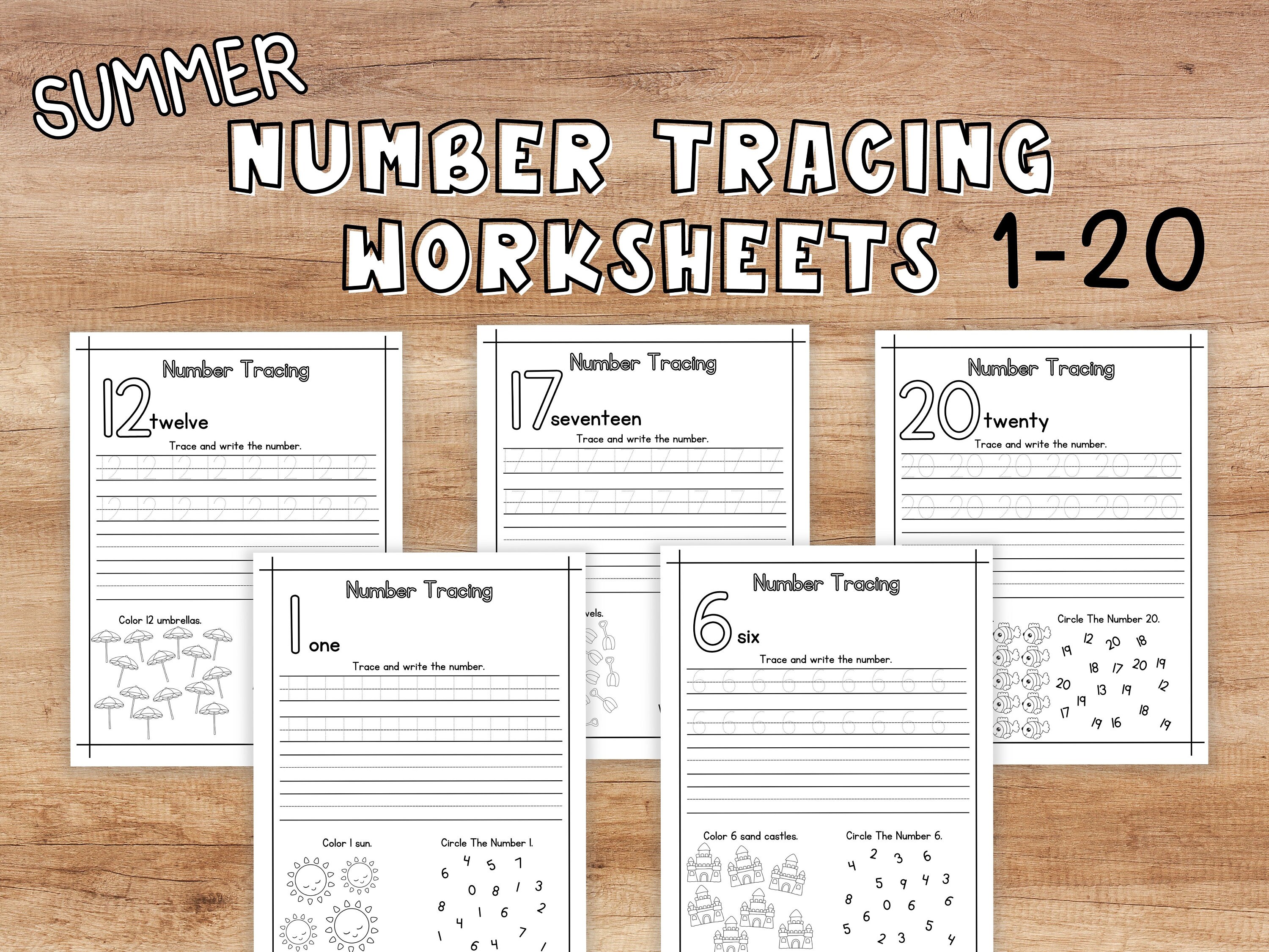 Number Recognition Worksheets 1 to 20 - Counting & Tracing for ...