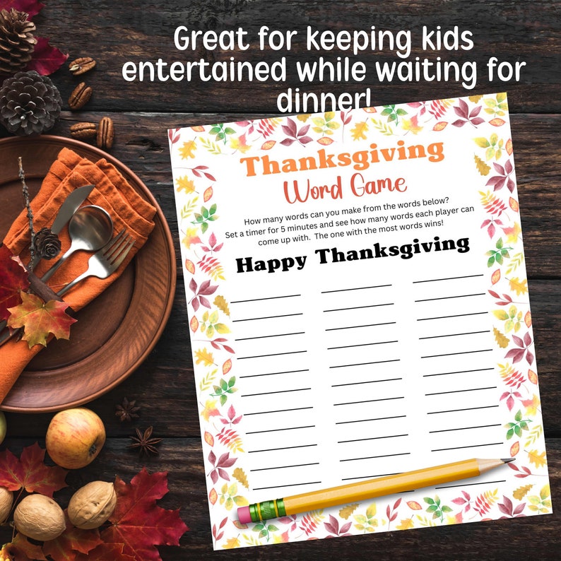 Thanksgiving Word Game - Printable Activity for Kids, Teens, Adults ...