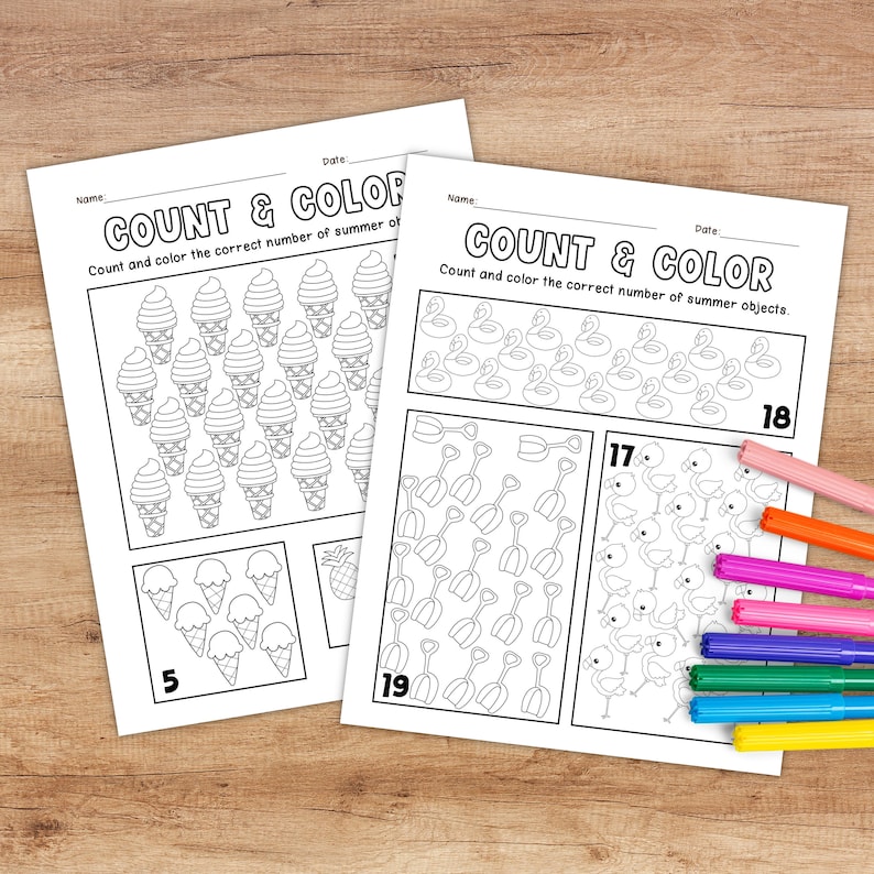 Number Worksheets for Preschool Pre-k Math Counting & Recognition ...