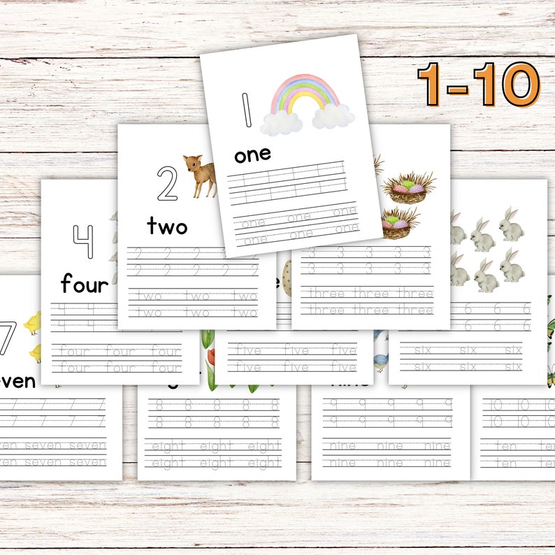Number Tracing Worksheets - 1 to 20 Printable Spring Preschool Math ...
