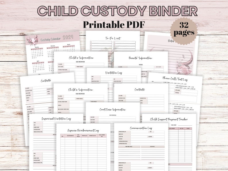 Custody Binder - Printable Planner & Organizer for Child Custody - Log ...