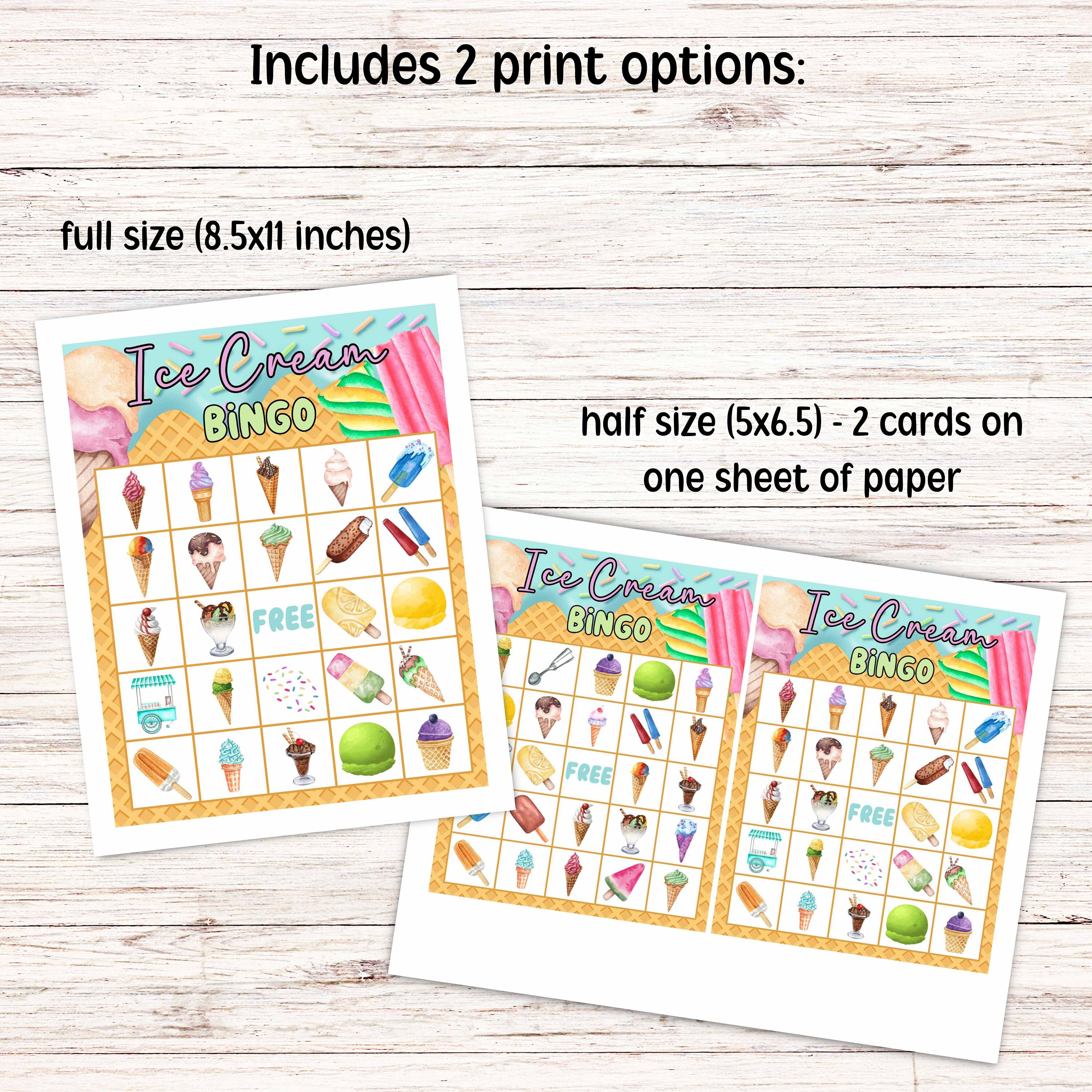 Ice Cream Bingo - 30 Printable Cards for Kids - Classroom or Birthday ...