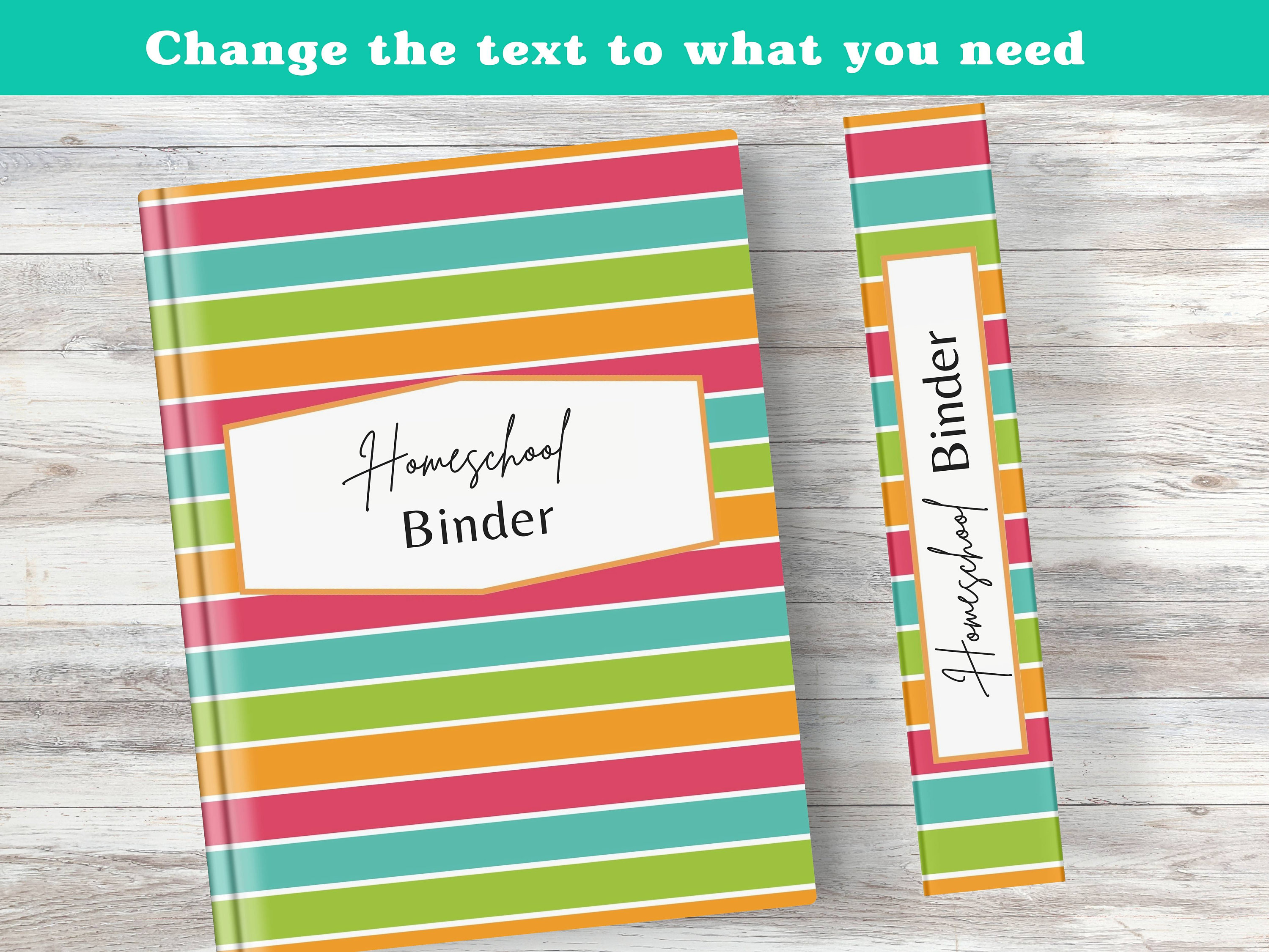 Editable Binder Cover Set of 12 Printable Bright Colorful Rainbow ...