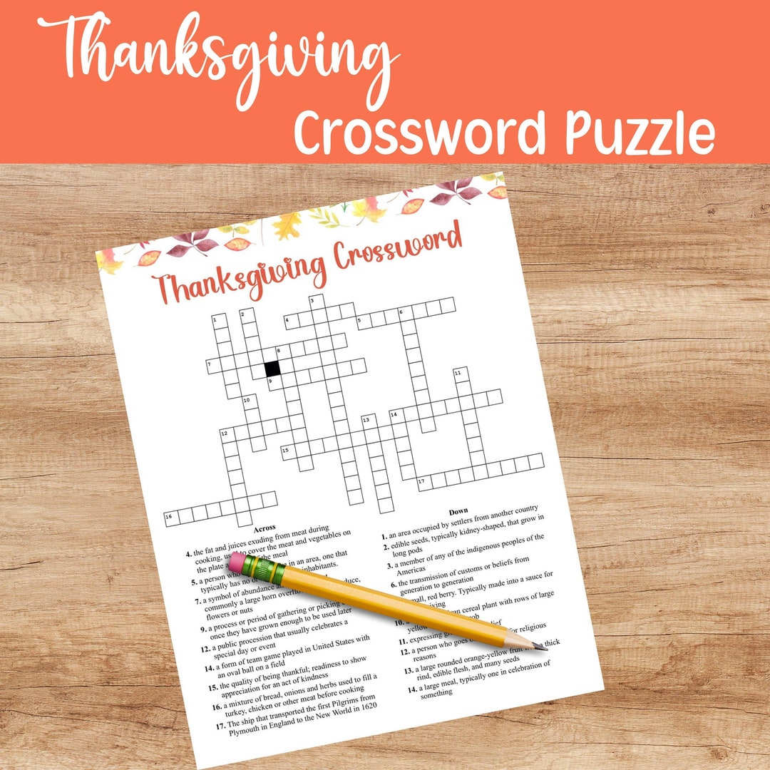 Thanksgiving Crossword Puzzle for Kids, Teens, and Adults - Fall Family ...