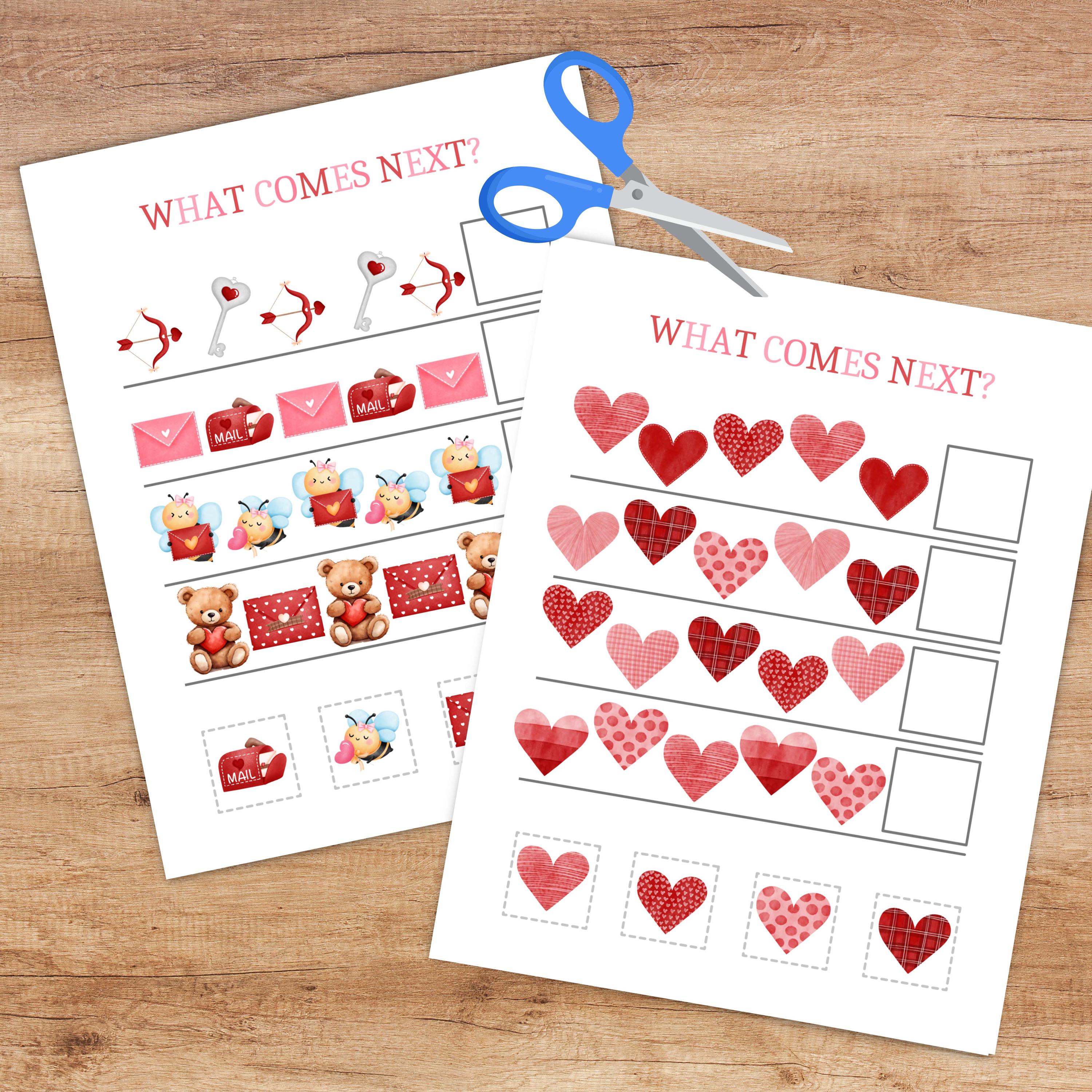 Cut and Paste Preschool Worksheets - Valentine Scissor Skills Glue ...