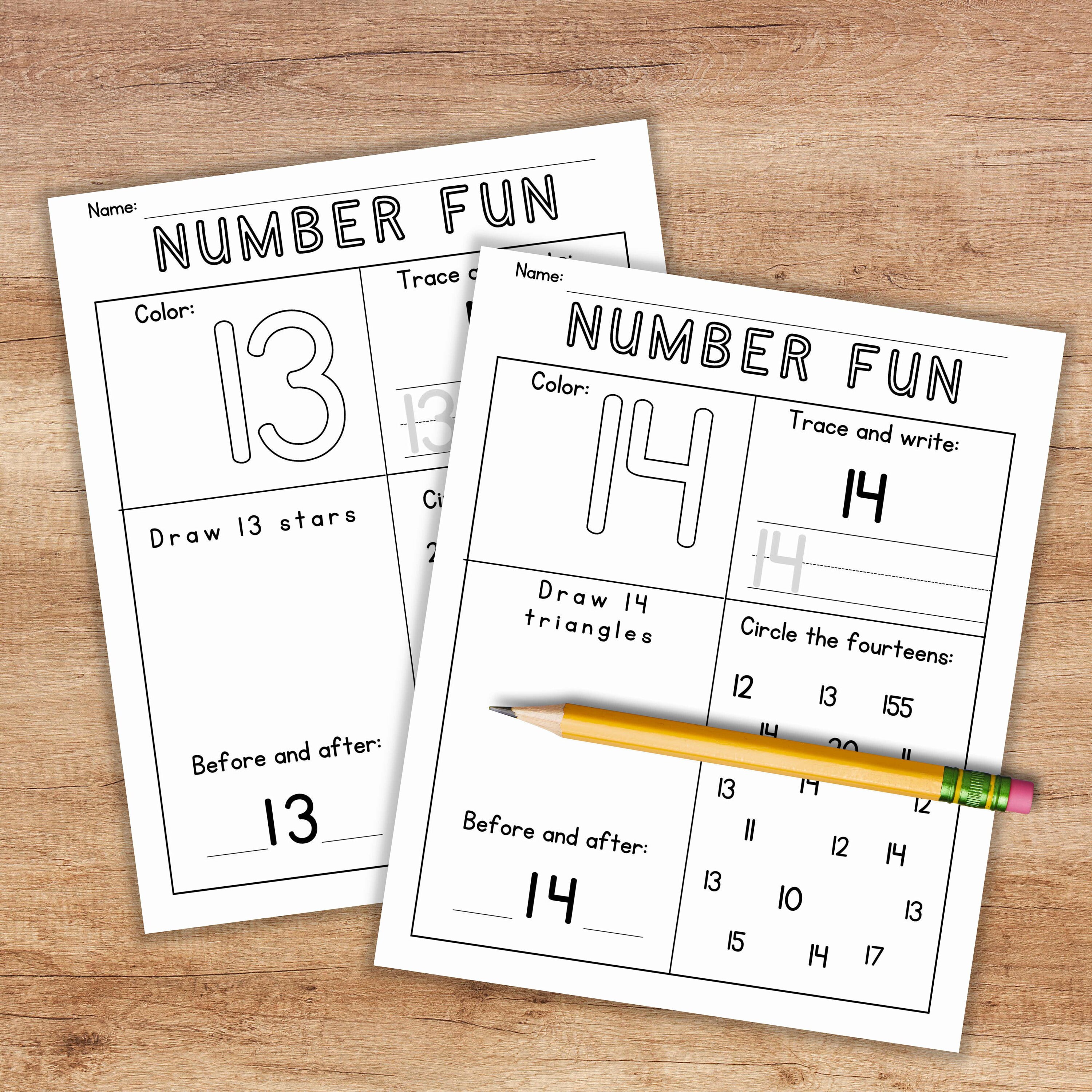Number Tracing Worksheets 11 to 20 - for Preschool Pre-k Kindergarten ...