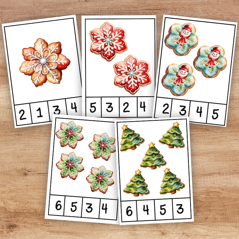 Christmas Count and Clip Cards Printable Preschool Pre K - Etsy