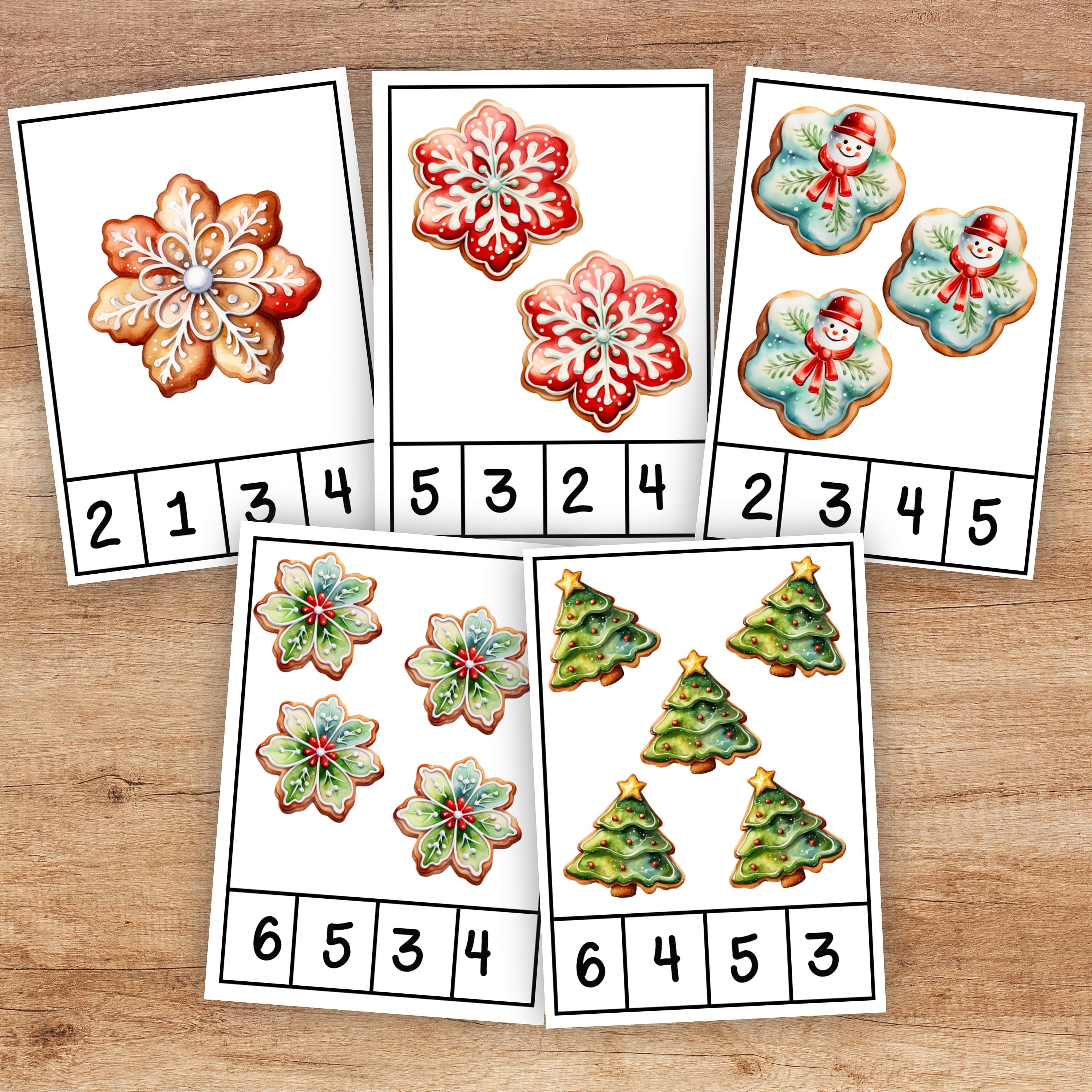 Christmas Count and Clip Cards Printable Preschool Pre K - Etsy