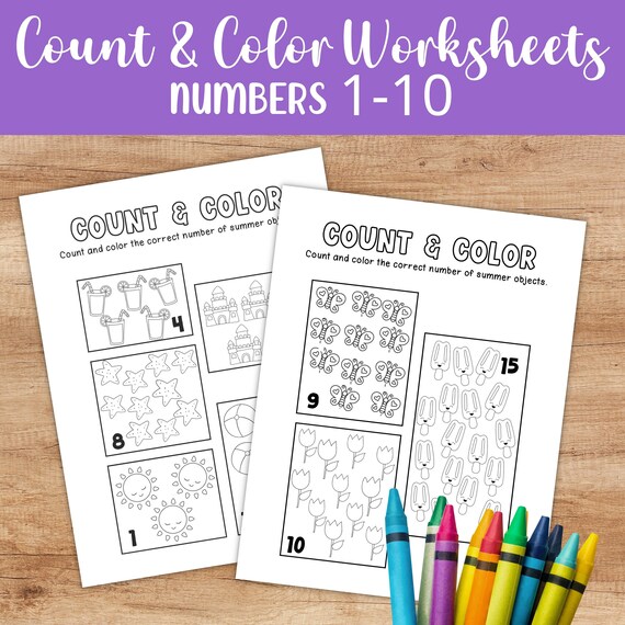 Number Worksheets for Preschool Pre-k Math Counting & - Etsy