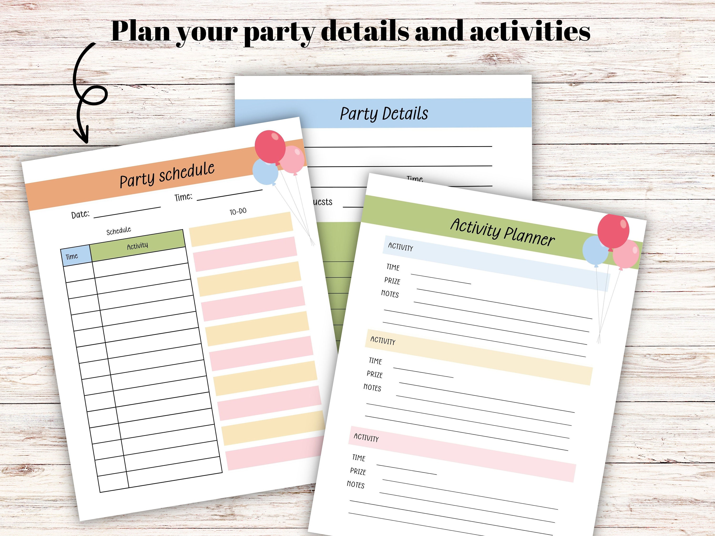 Printable Party Planner - Colorful Birthday & Event Planning Organizer ...