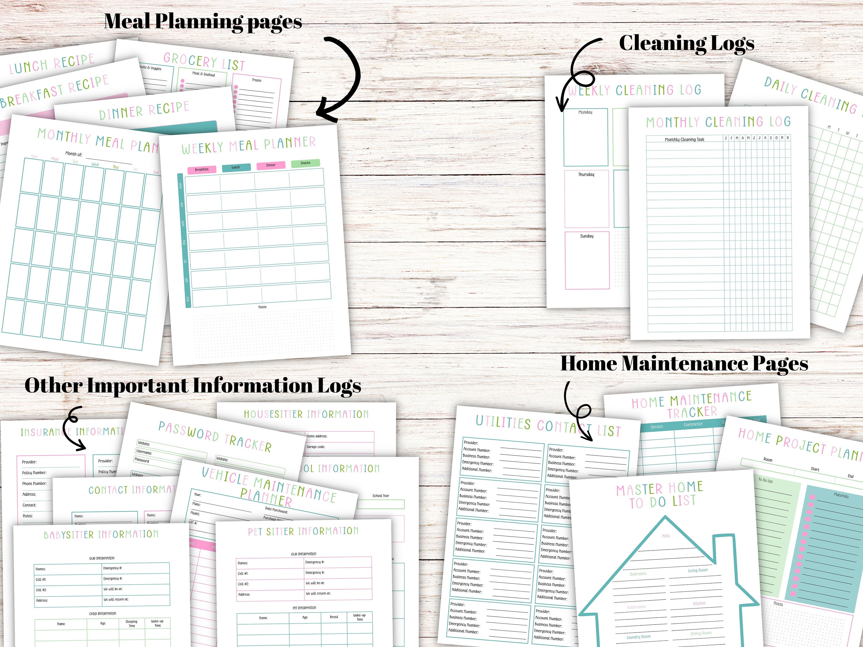 ADHD Home Management Binder for Household Organization Printable Busy ...