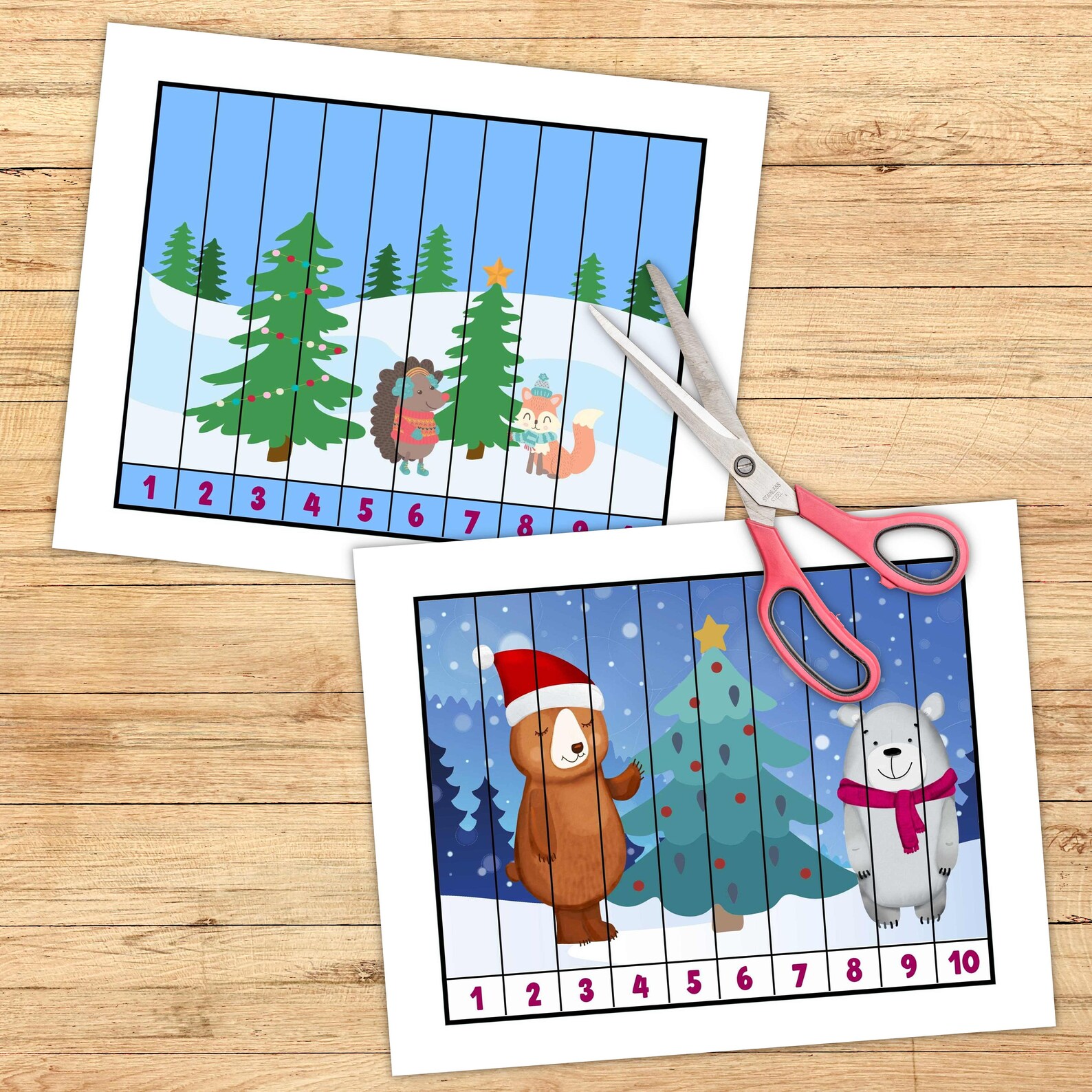 Number Sequence Puzzles - Christmas Preschool Math Worksheets Activity ...