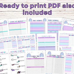 Chore Chart for Kids - Editable Multiple Kids Responsibility Allowance ...