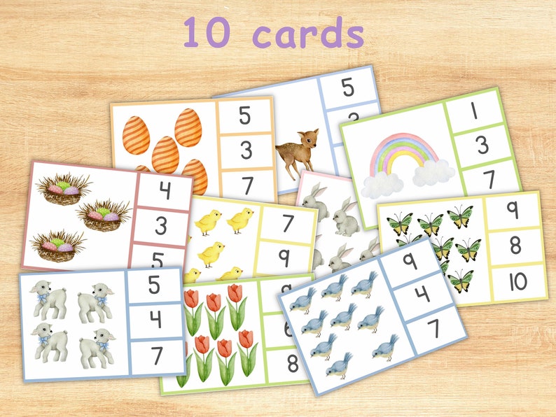 Spring Count and Clip Cards - Numbers 1 to 10 - Printable Preschool ...