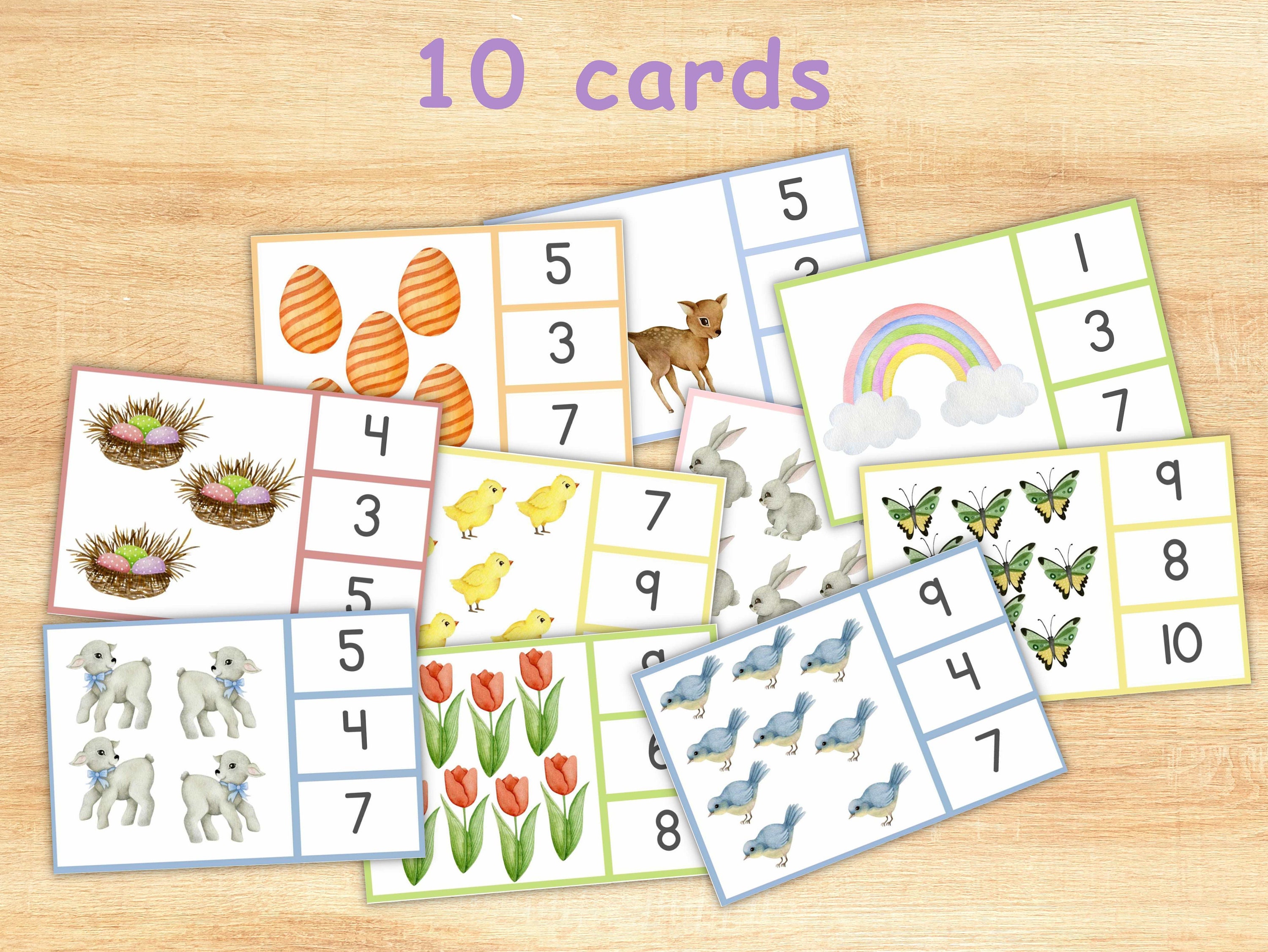 Spring Count and Clip Cards - Numbers 1 to 10 - Printable Preschool ...