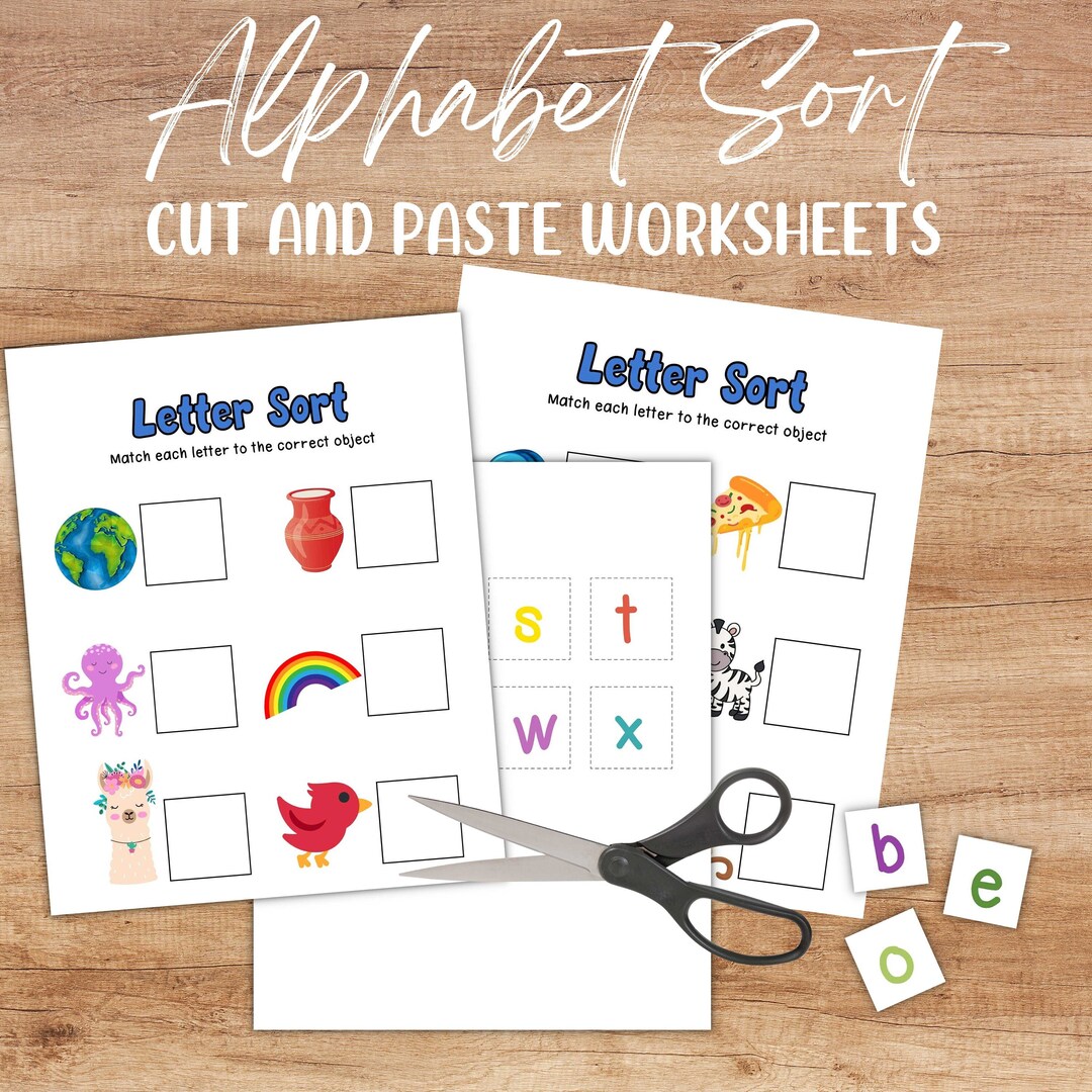 Beginning Sounds Worksheets - Cut and Paste Phonics Alphabet Letter ...