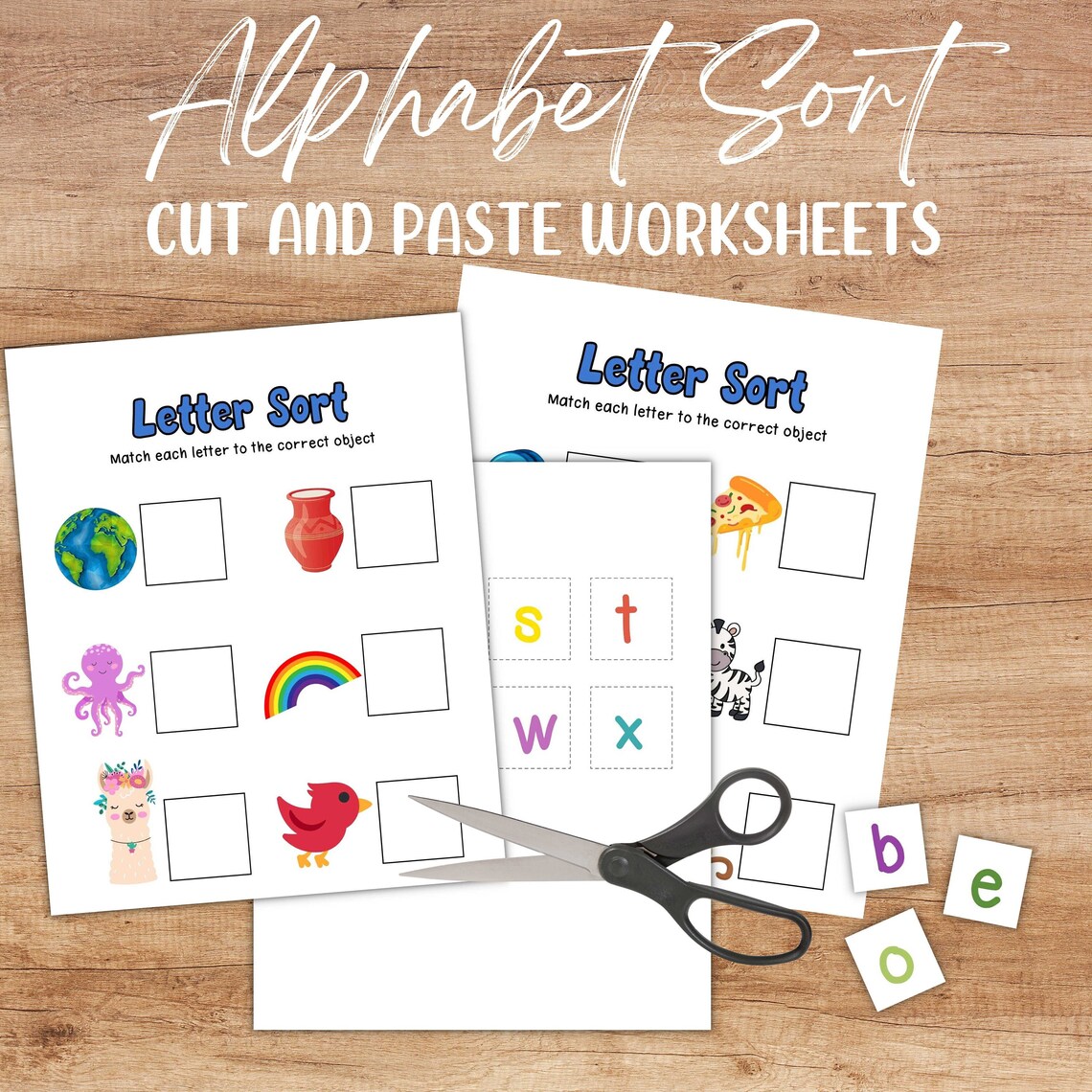 Beginning Sounds Worksheets Cut and Paste Phonics Alphabet Letter ...
