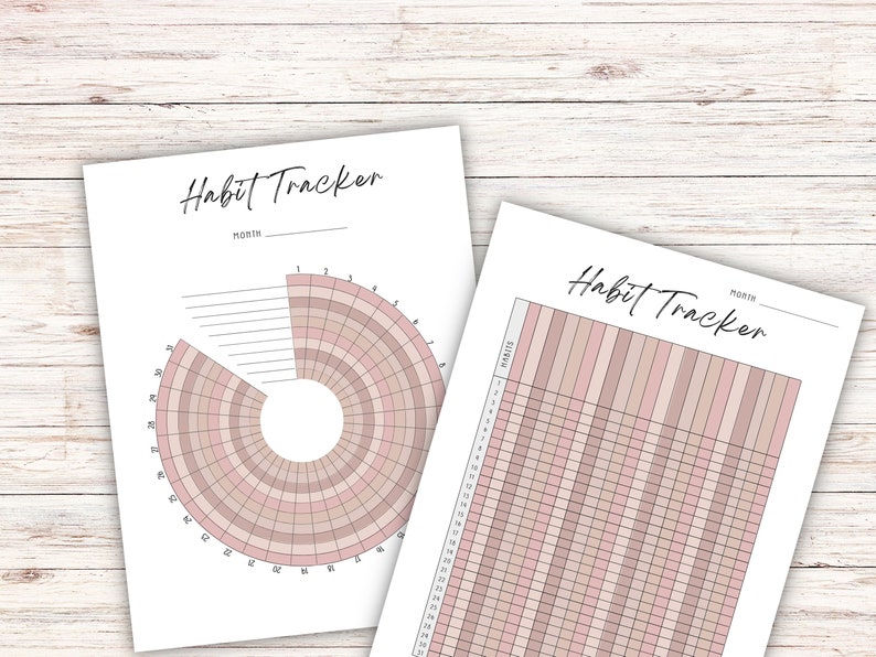 Habit Tracker Printable Bundle of 10 to Track Your Daily and Monthly Goal Progress Neutral ...