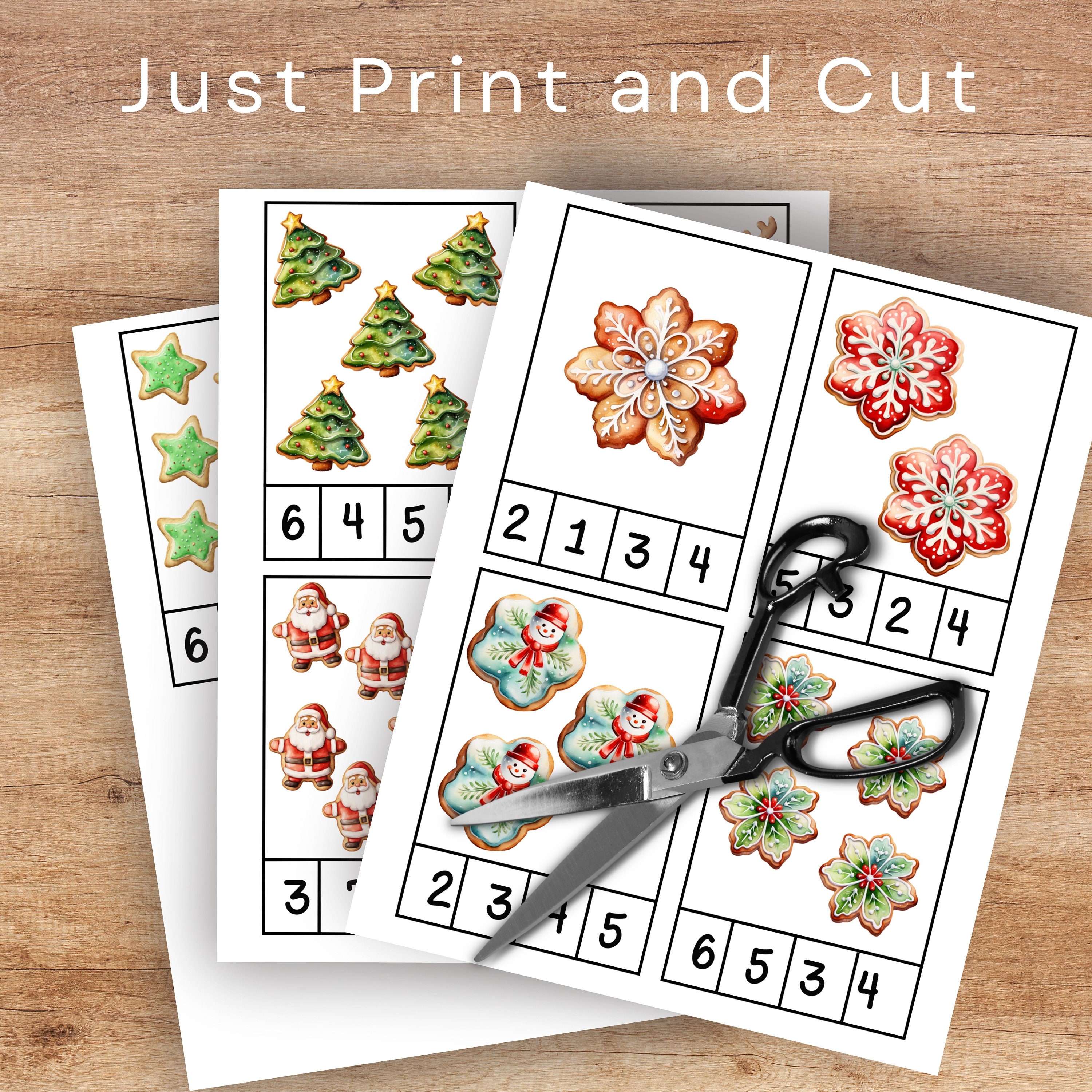 Christmas Count and Clip Cards - Printable Preschool, Pre K, and ...