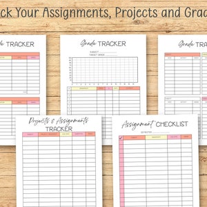 Printable Student Academic Planner - Grade Tracker Assignment Exam Prep ...