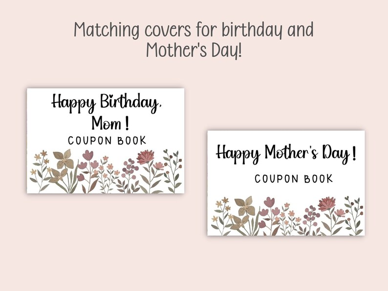 Printable Coupon Book Mothers Day or Birthday Coupons Mom Gift From ...