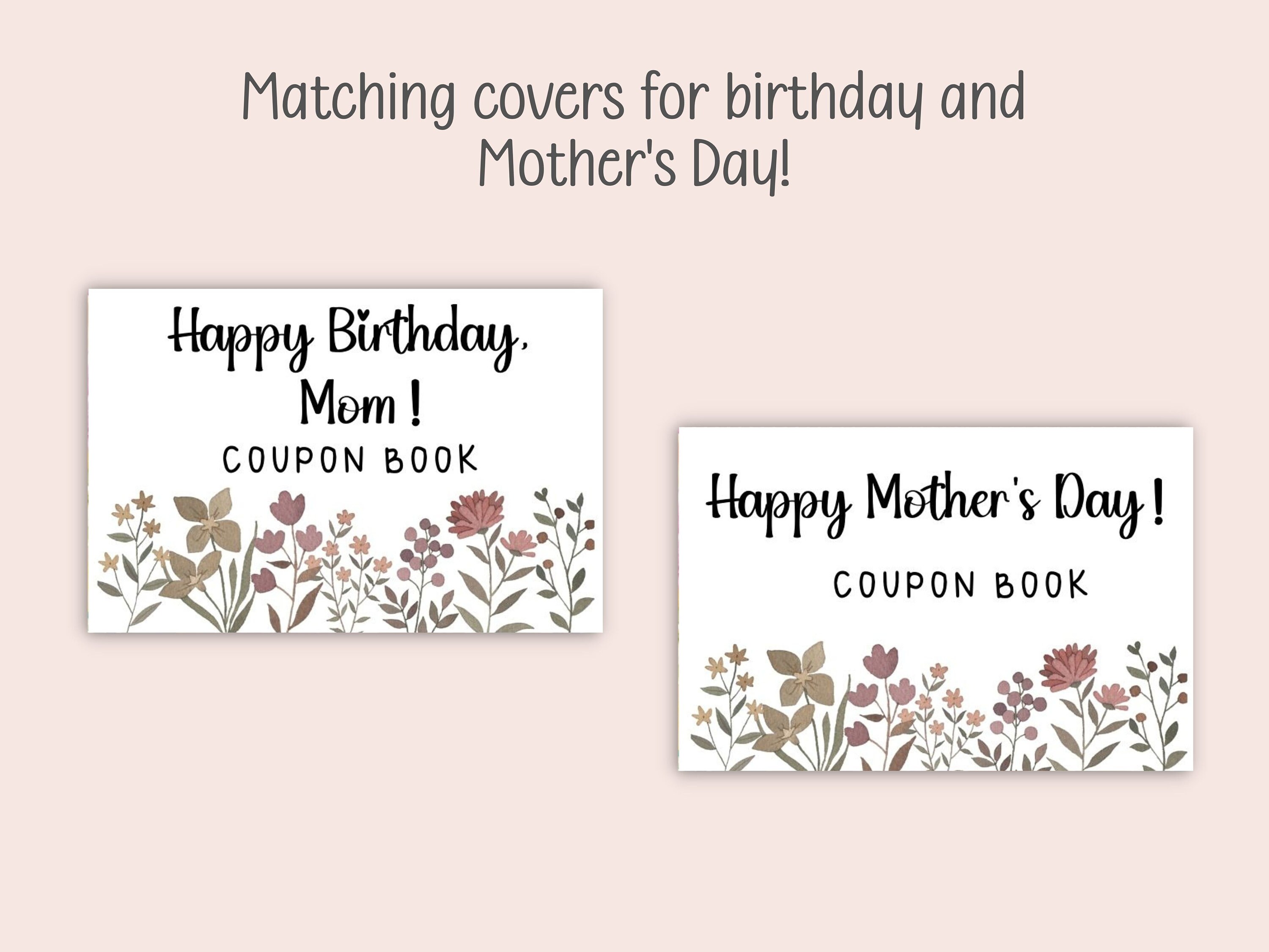 Printable Coupon Book Mothers Day or Birthday Coupons Mom Gift From ...