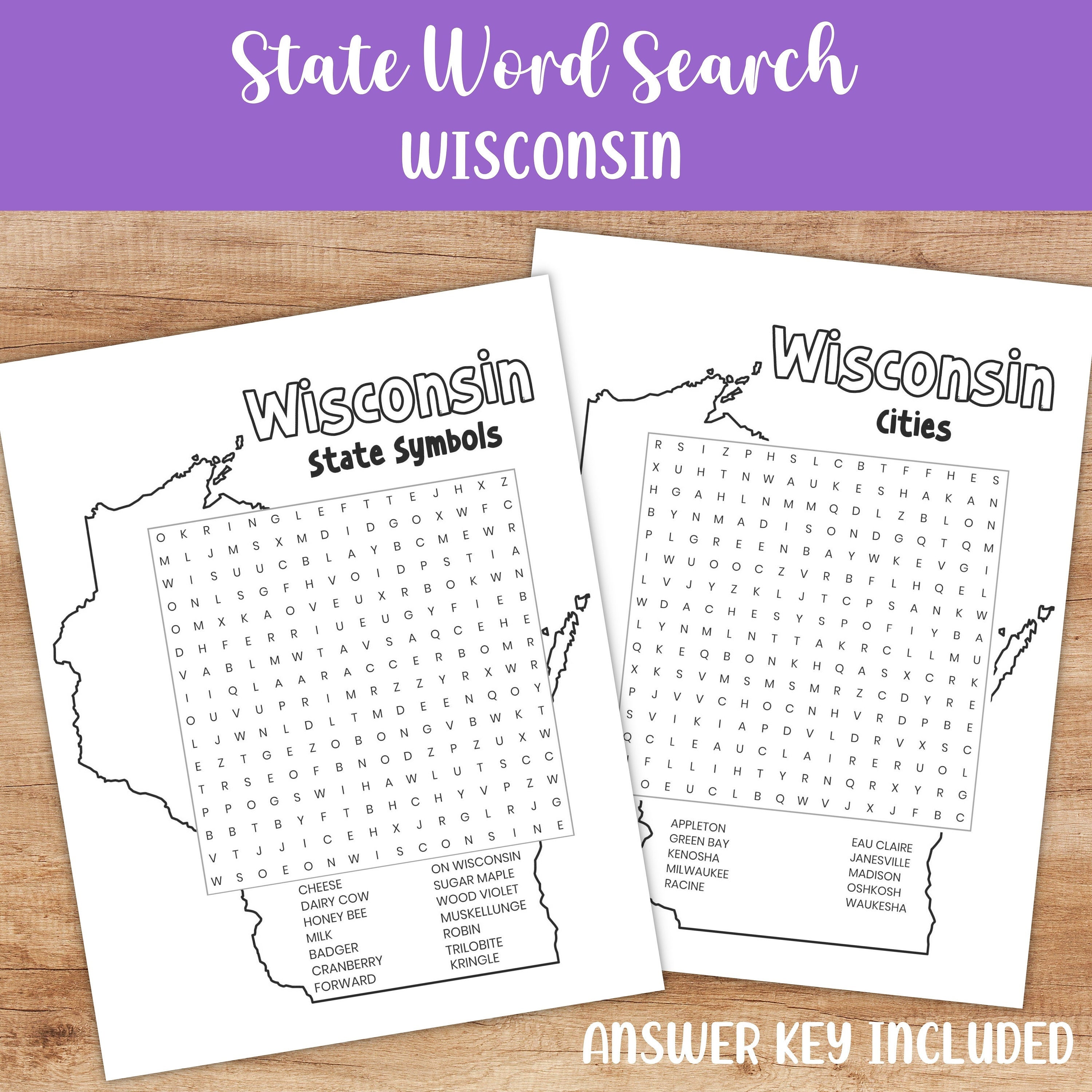 State Word Search Printable - Wisconsin Educational Travel Activities ...