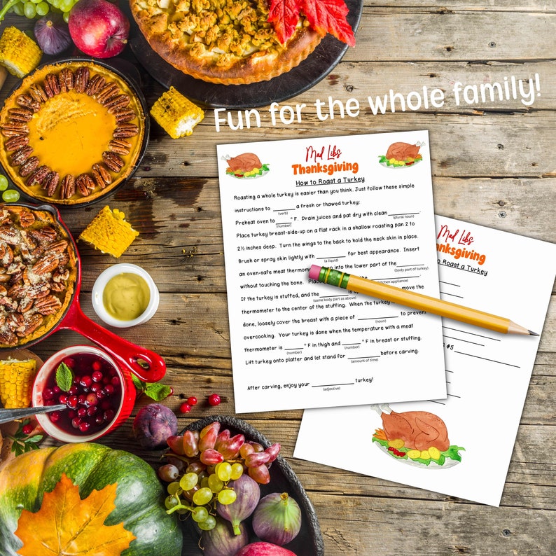 Thanksgiving Mad Libs Game for Kids, Teens, and Adults - Funny Fall ...