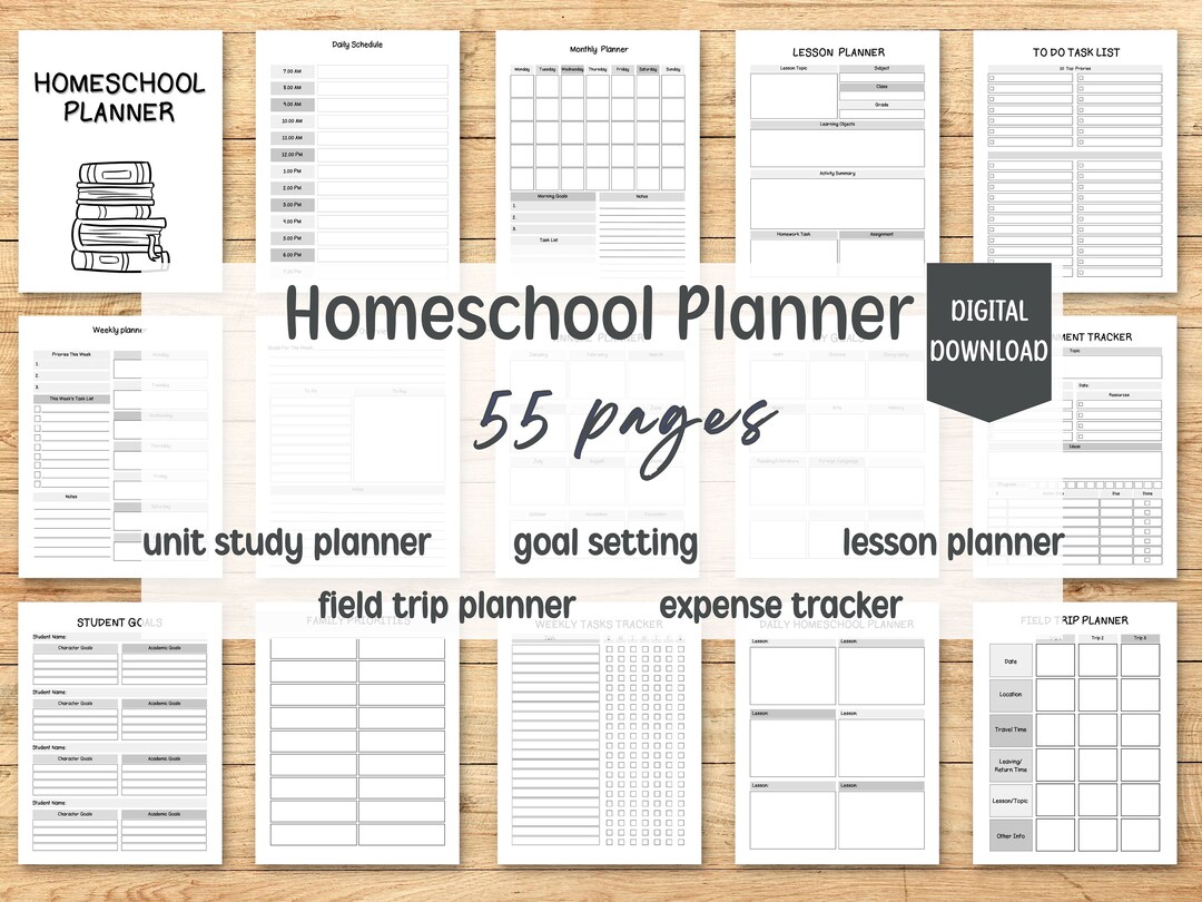 Homeschool Planner - Printable Academic Lesson Planner for Home School ...