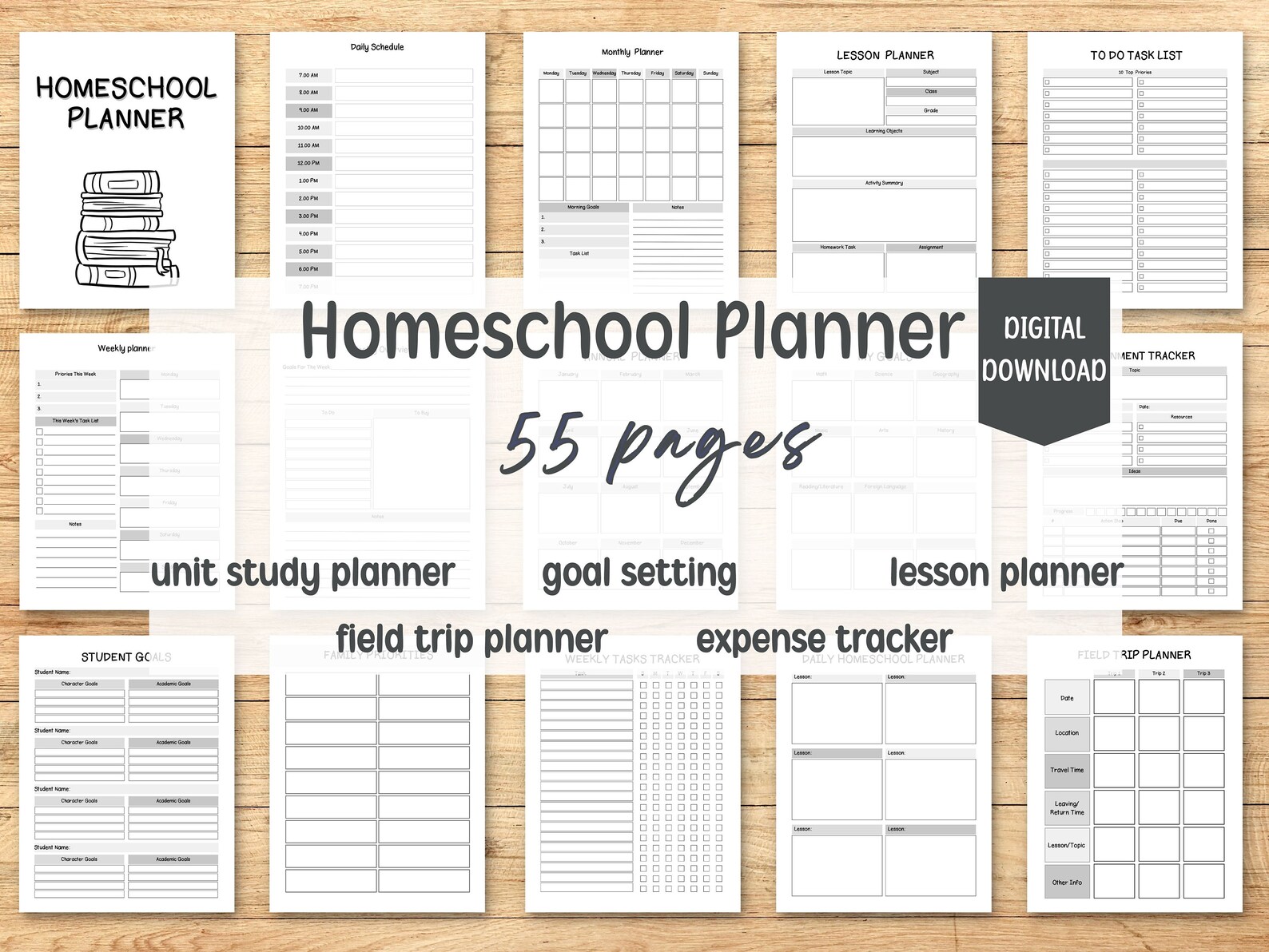 Homeschool Planner Printable Academic Lesson Planner for Home School ...