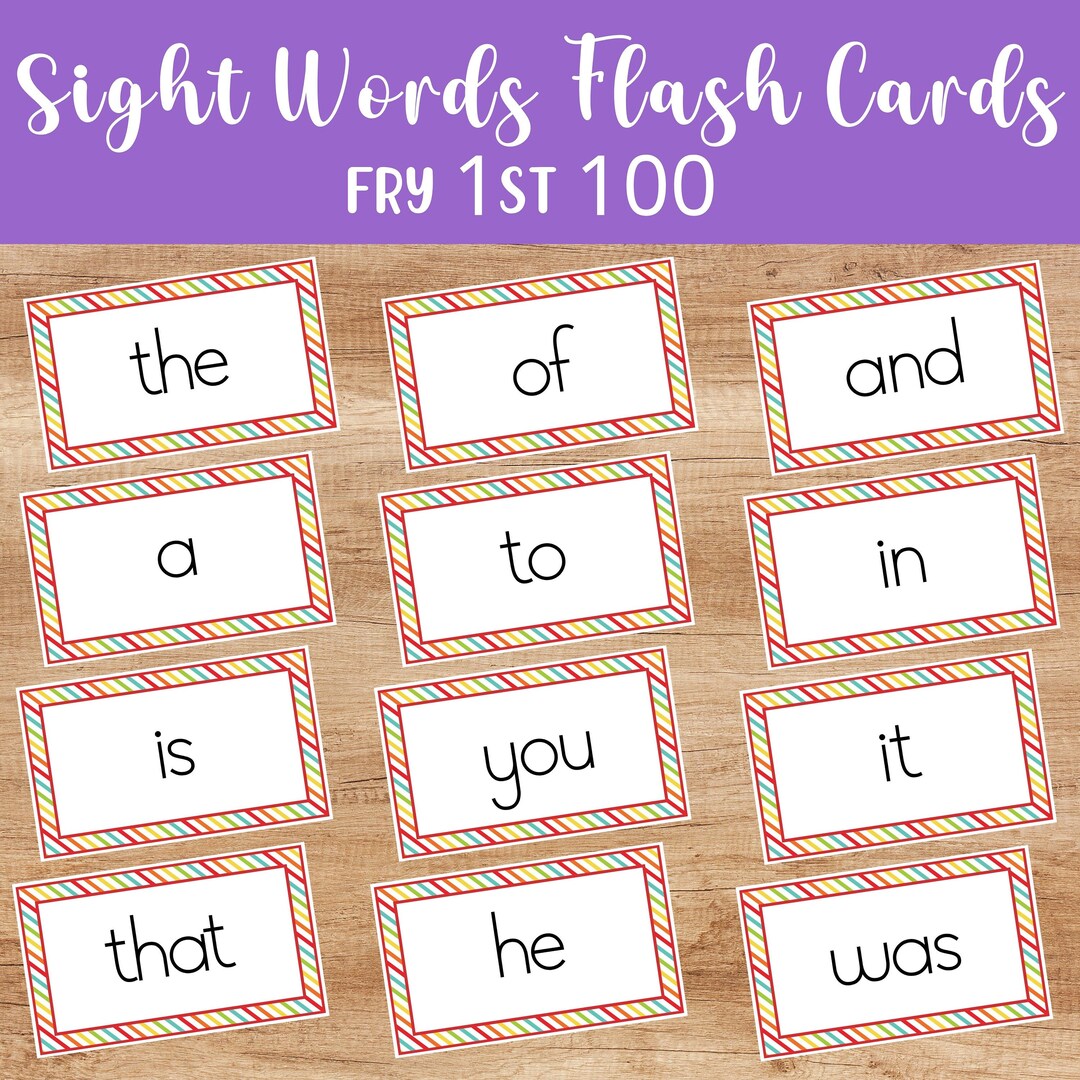 Sight Words for Kindergarten Printable Flashcards - Fry 1st 100 - Sight ...