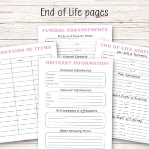 End of Life Planner - Printable Emergency Binder PDF - in Case of ...