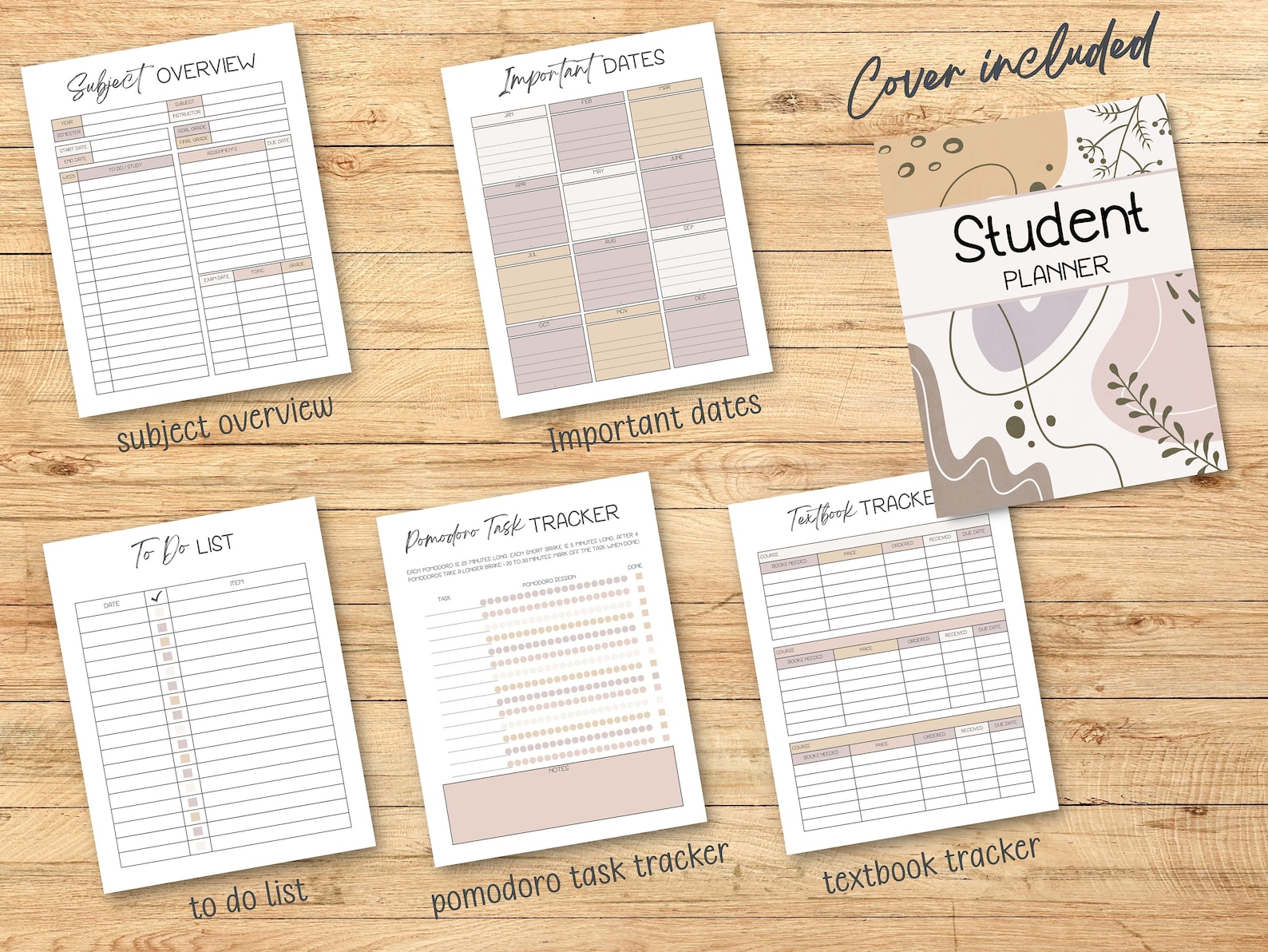 Printable Student Academic Planner Grade Tracker Assignment Exam Prep ...