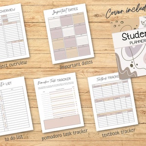 Printable Student Academic Planner Grade Tracker Assignment Exam Prep ...