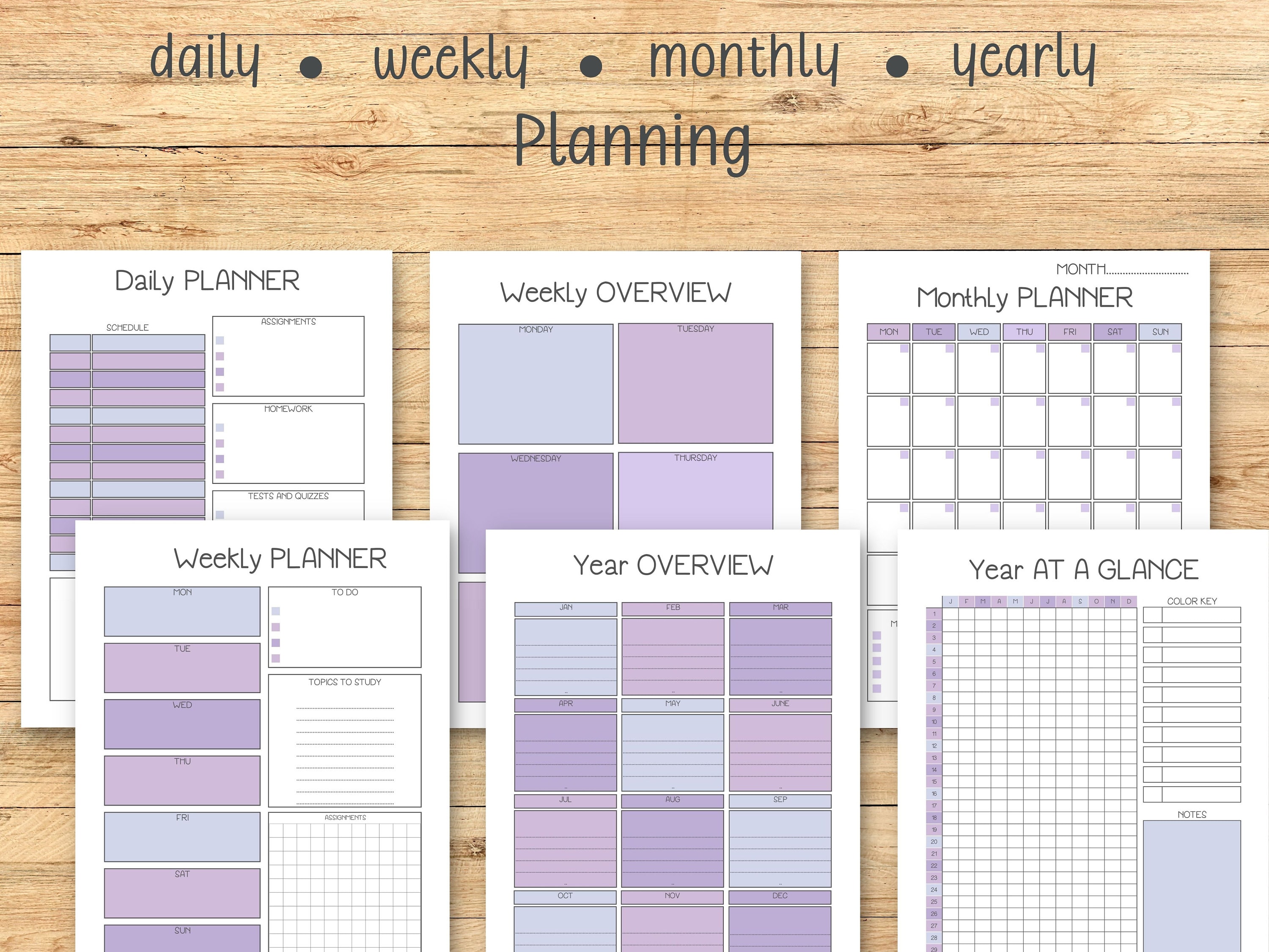 Printable Student Academic Planner Grade Tracker Assignment Exam Prep ...