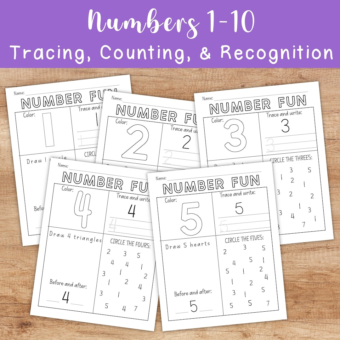 Number Tracing Worksheets - for Preschool Pre-k Kindergarten Math ...