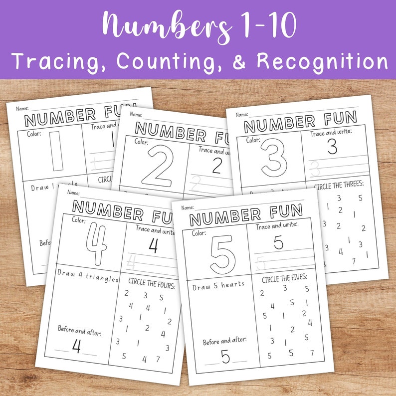 Number Tracing Worksheets for Preschool Pre-k Kindergarten Math ...