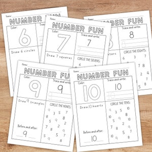 Number Tracing Worksheets - for Preschool Pre-k Kindergarten Math ...