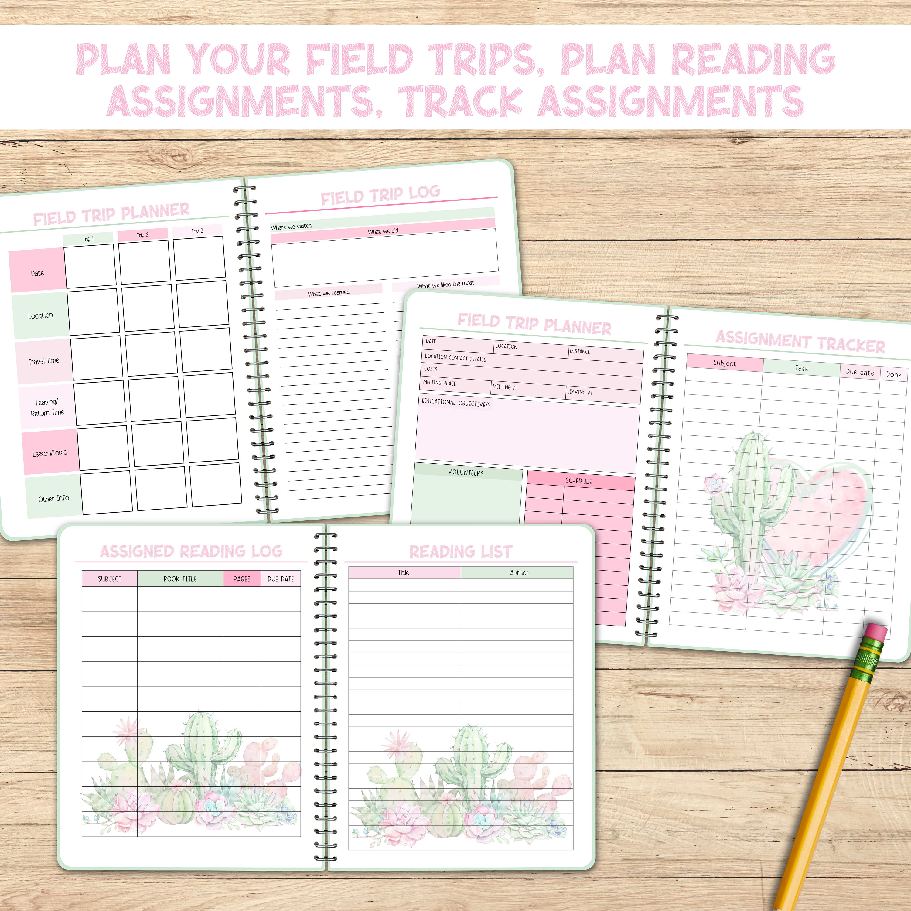Pink Cactus Teacher Planner Printable - Teaching Binder With Lesson ...