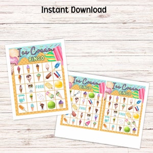 Ice Cream Bingo - 30 Printable Cards for Kids - Classroom or Birthday ...