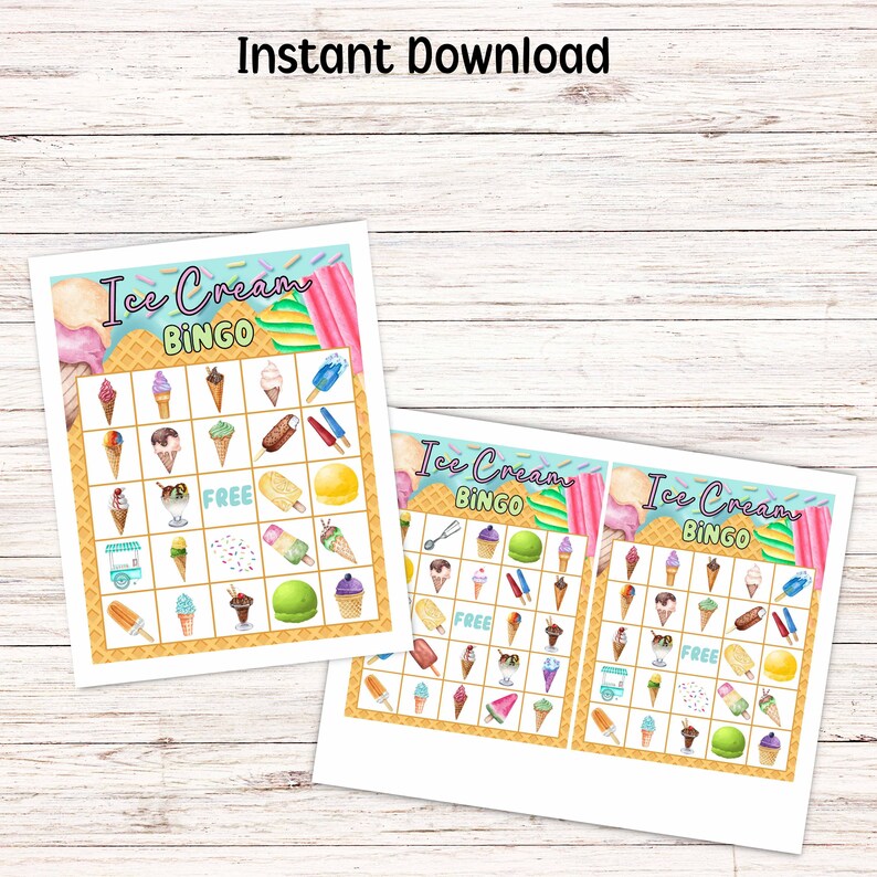 Ice Cream Bingo - 30 Printable Cards for Kids - Classroom or Birthday ...