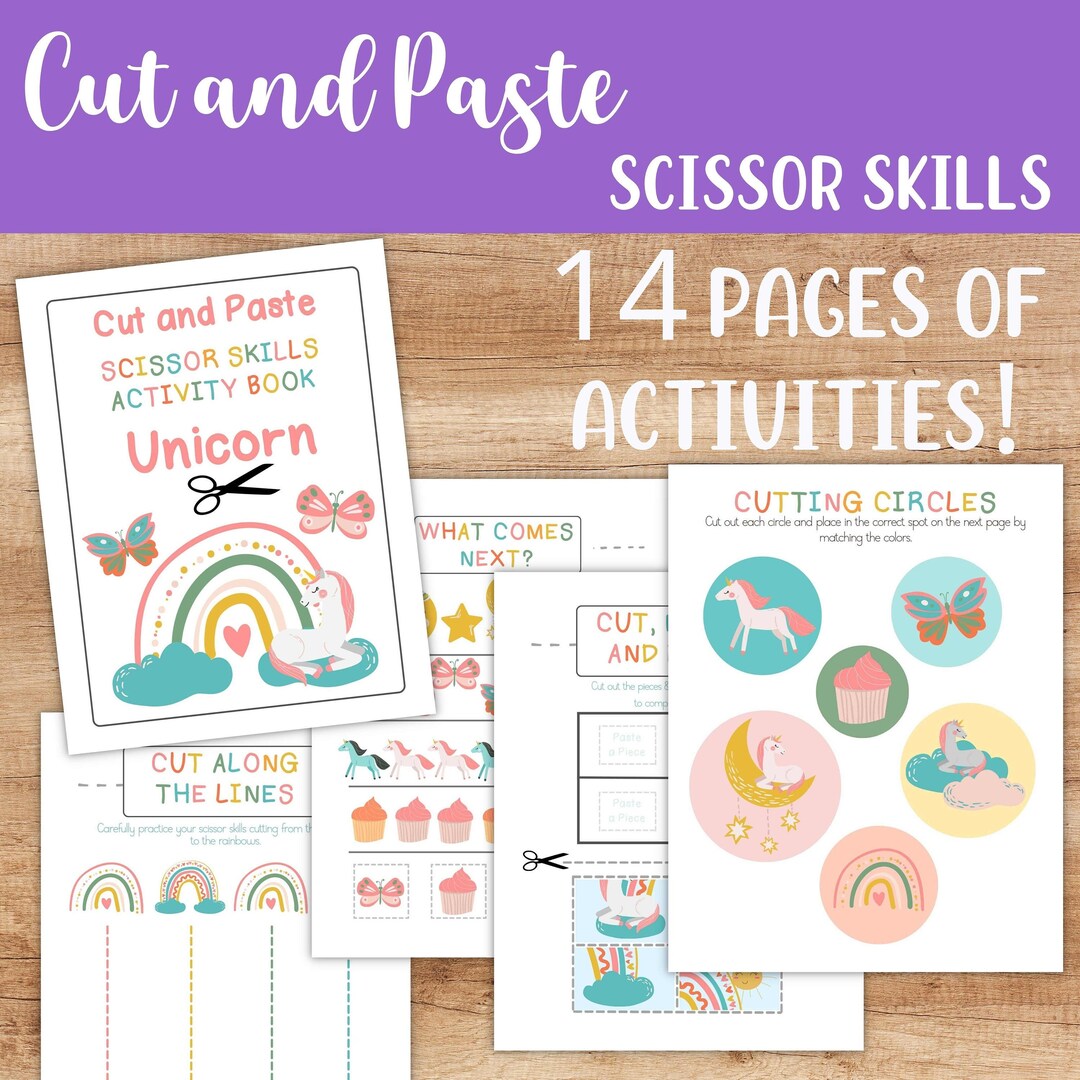 Cut and Paste Worksheets - Unicorn Scissor Skills Activity Pages ...