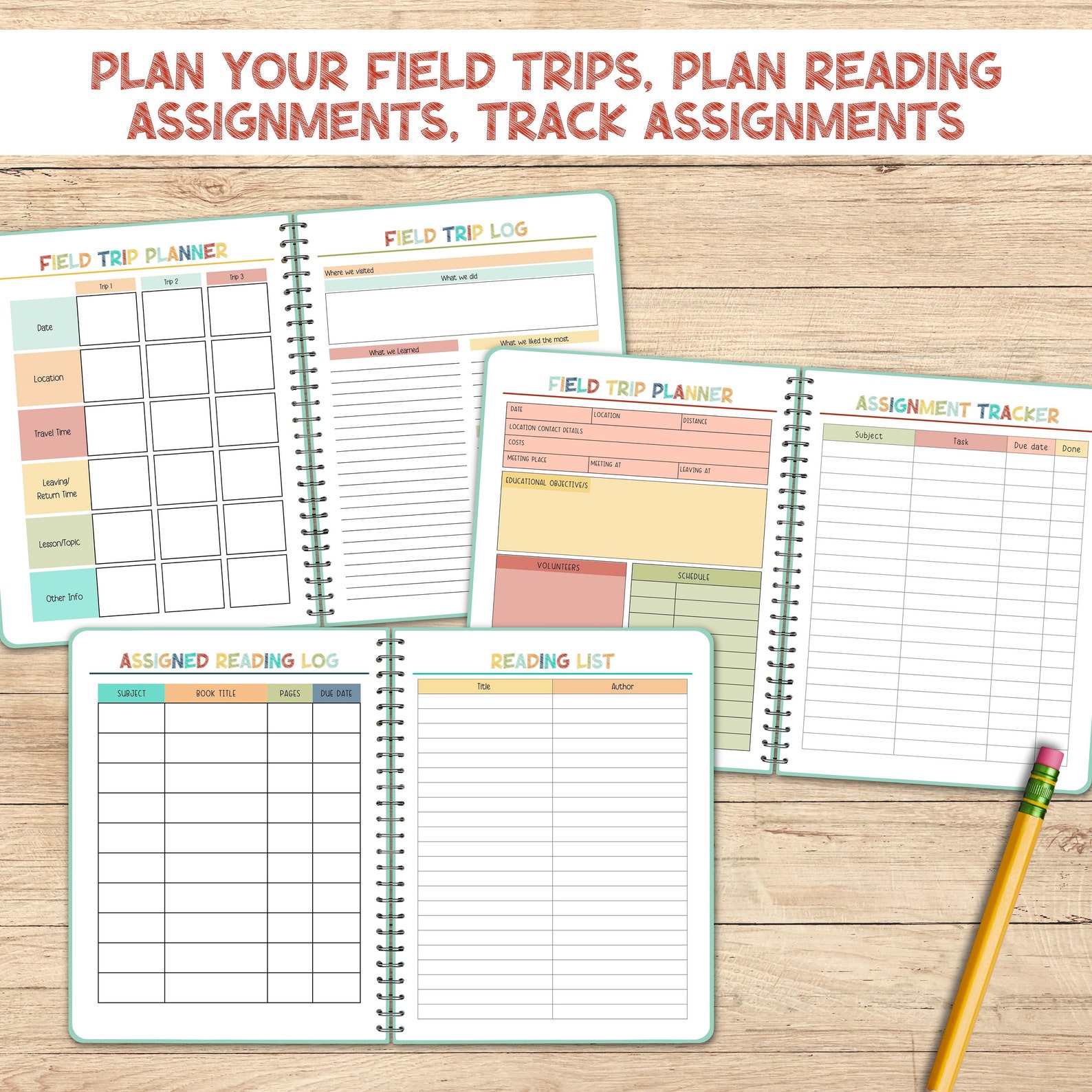 Teacher Planner Printable Colorful Academic Binder With Lesson Planner ...